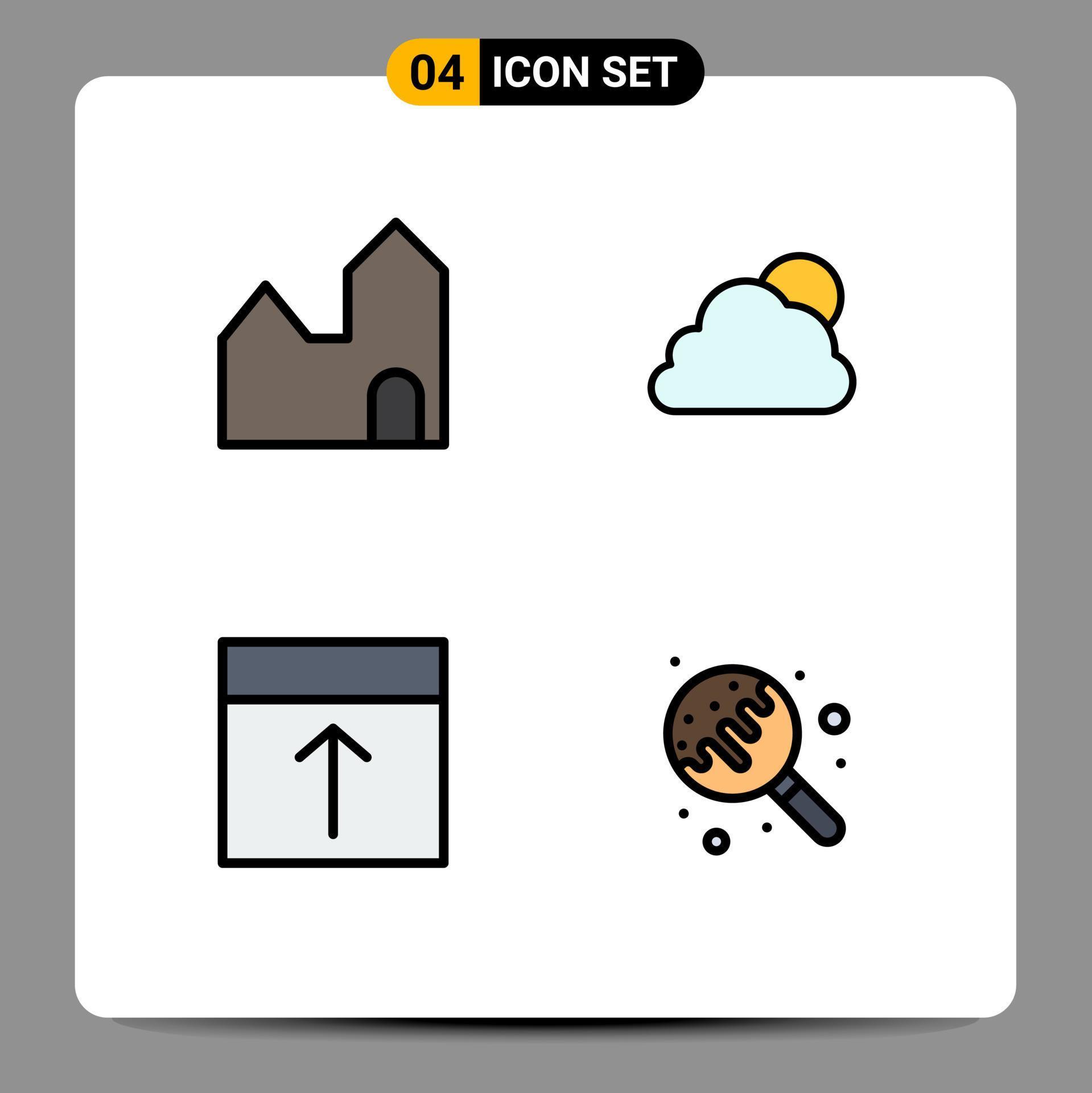 User Interface Pack Of 4 Basic Filledline Flat Colors Of Factory Grid Industry Sun Layout