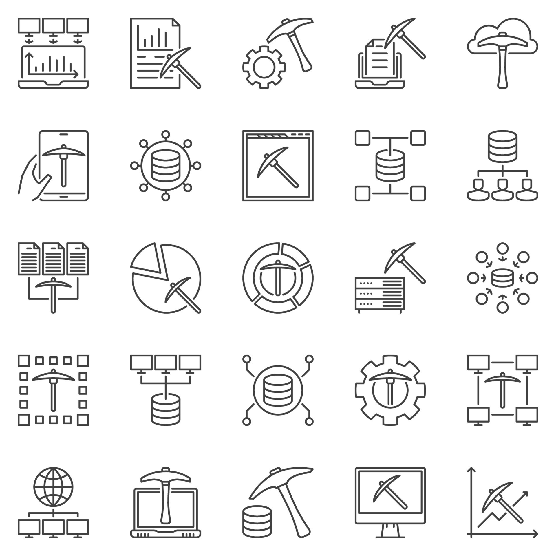 Data Mining vector concept outline icons set 14761624 Vector Art at ...