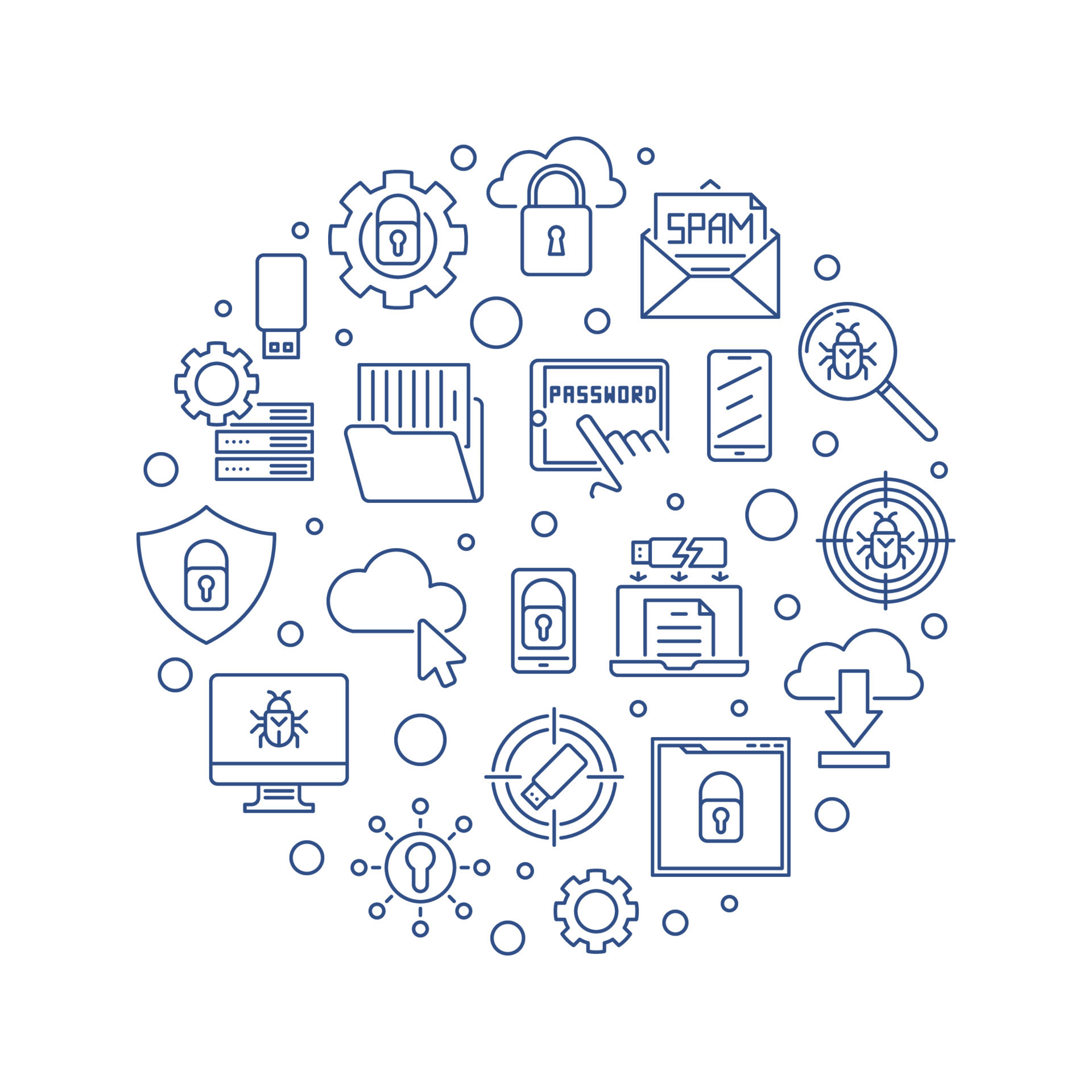 Cybersecurity Vector Circular Concept Minimal Line Illustration