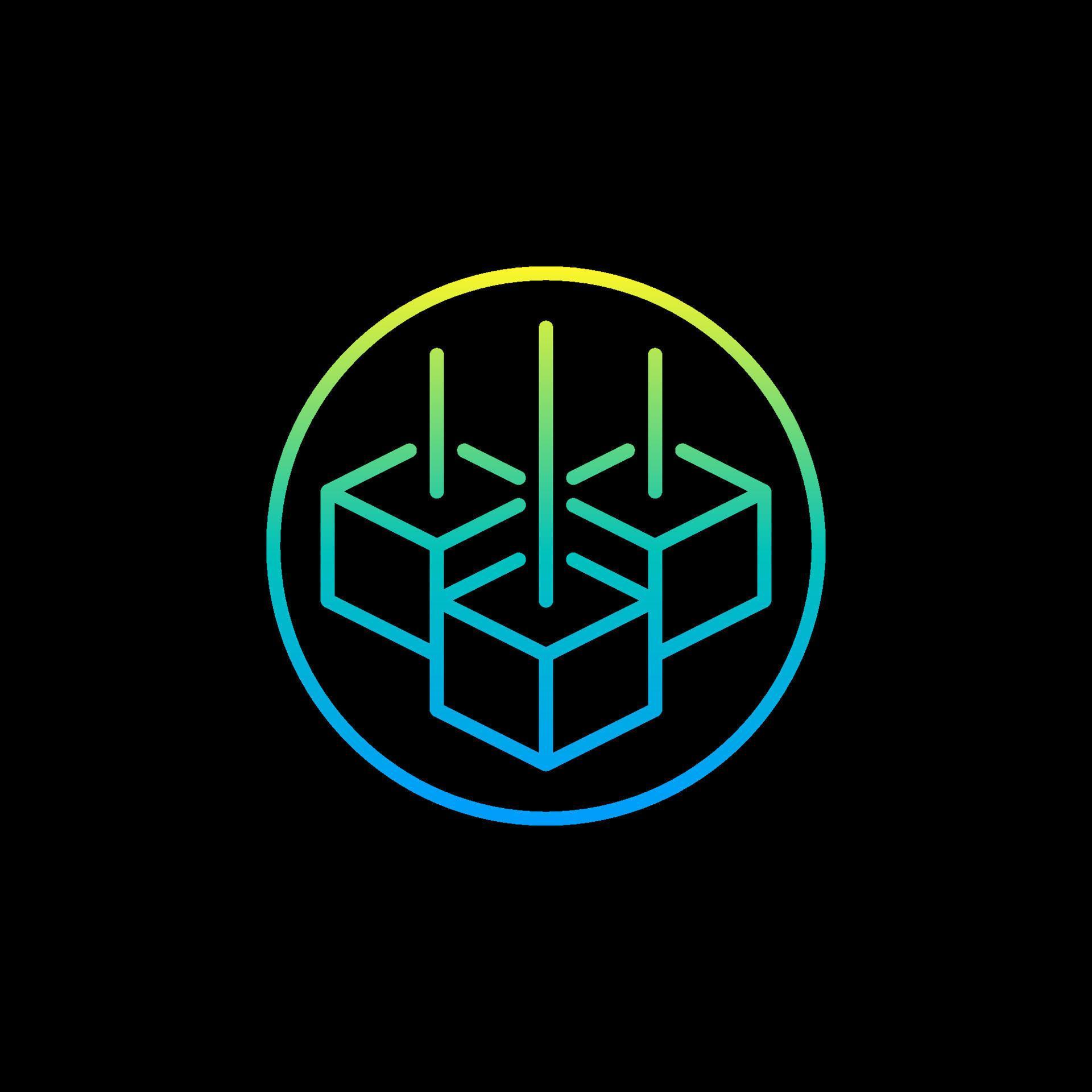 Circle With Blockchain Outline Vector Colorful Icon Three Blocks