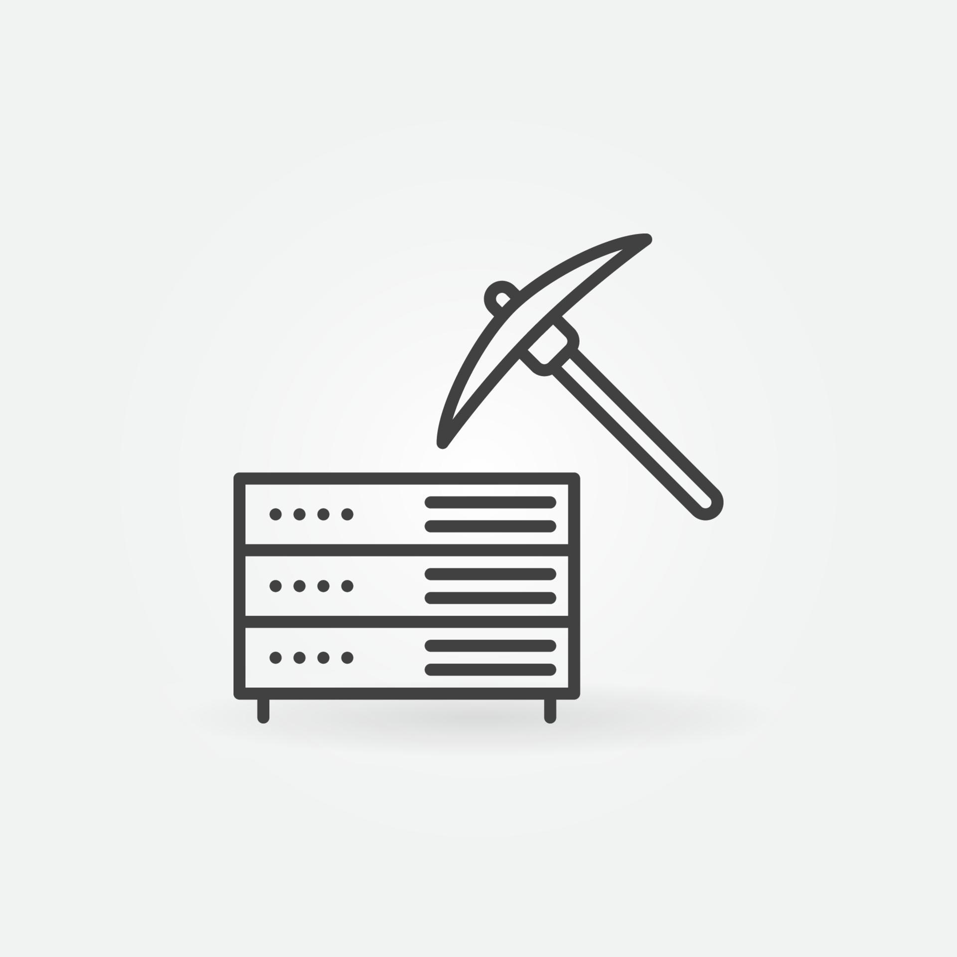 Server Rack with Pickaxe vector outline Data Mining icon 14761734 Vector Art at Vecteezy