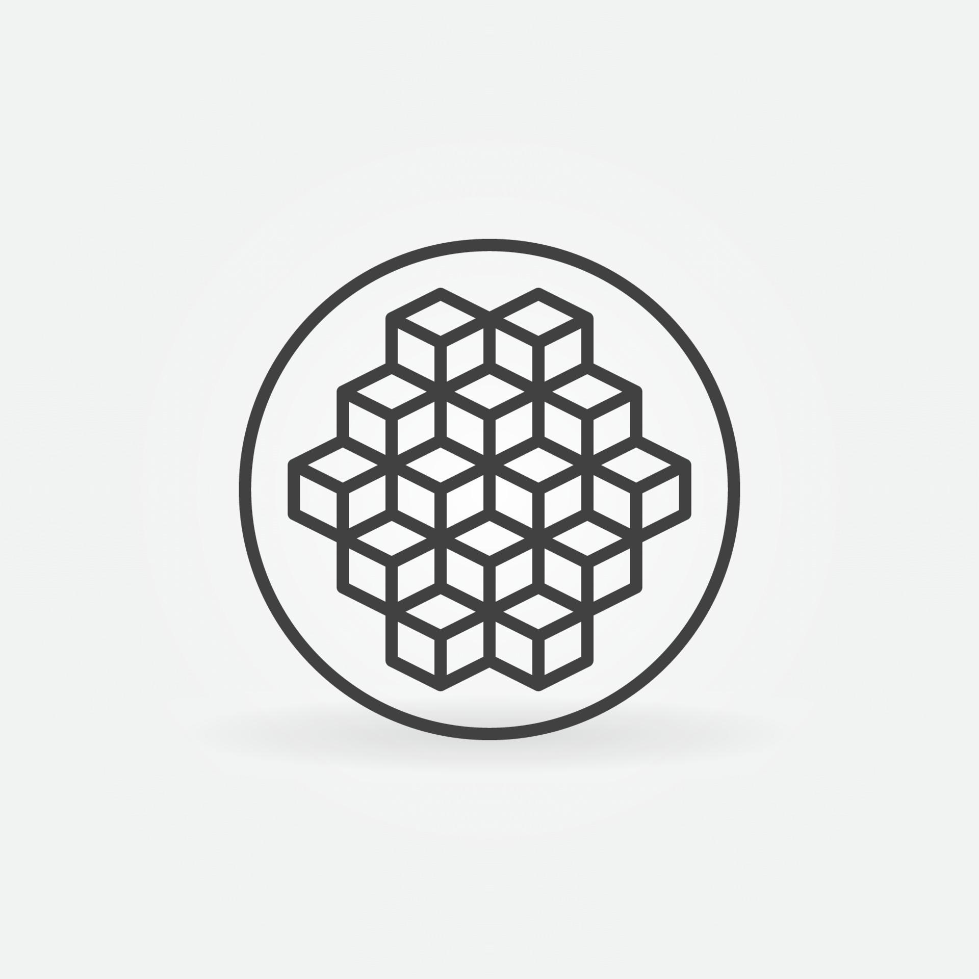 Blockchain Blocks Vector Concept Round Icon Or Block Chain In Circle