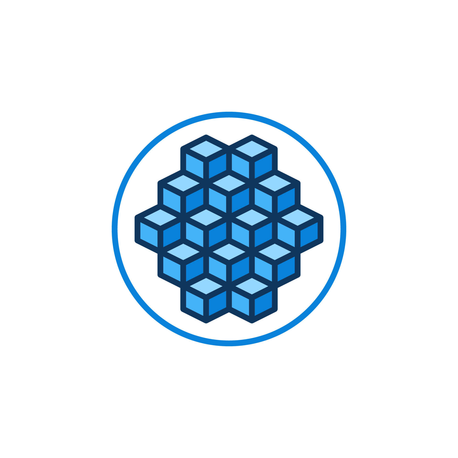 Circle With Blockchain Blocks Vector Concept Blue Icon Or Block Chain