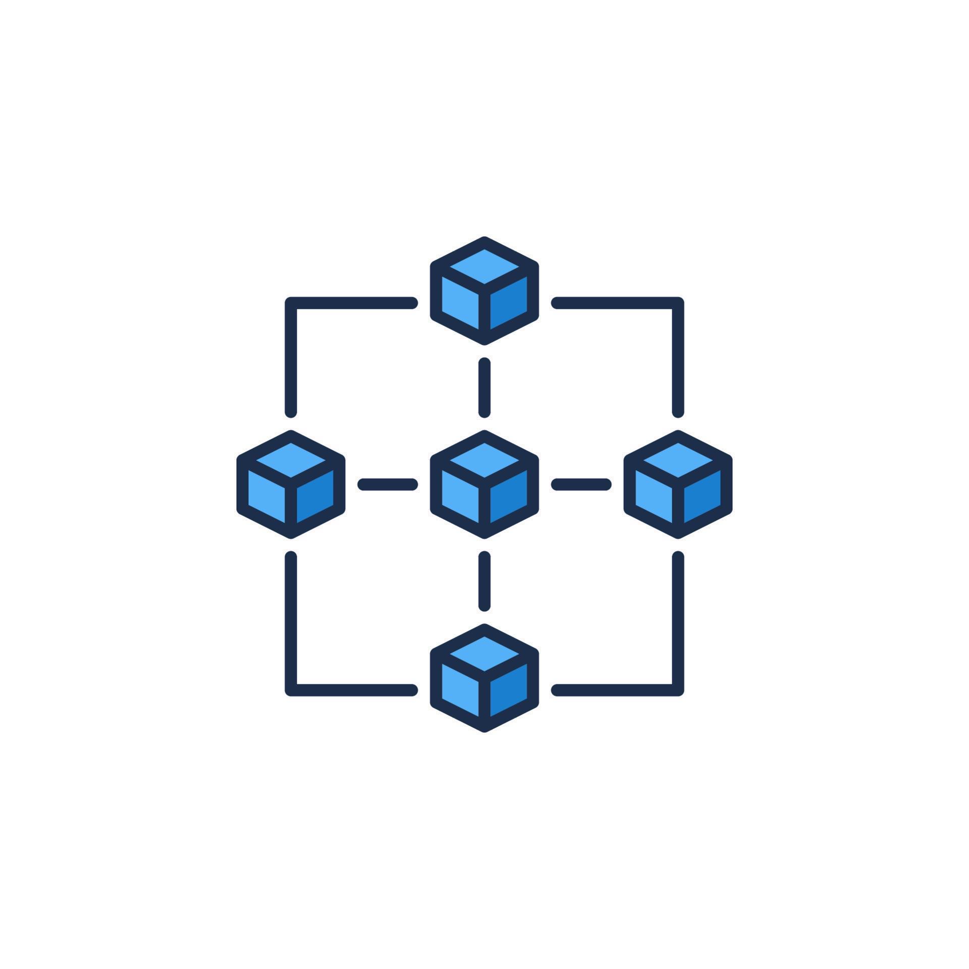 Cryptocurrency Block Chain Vector Concept Blue Icon Five Blockchain