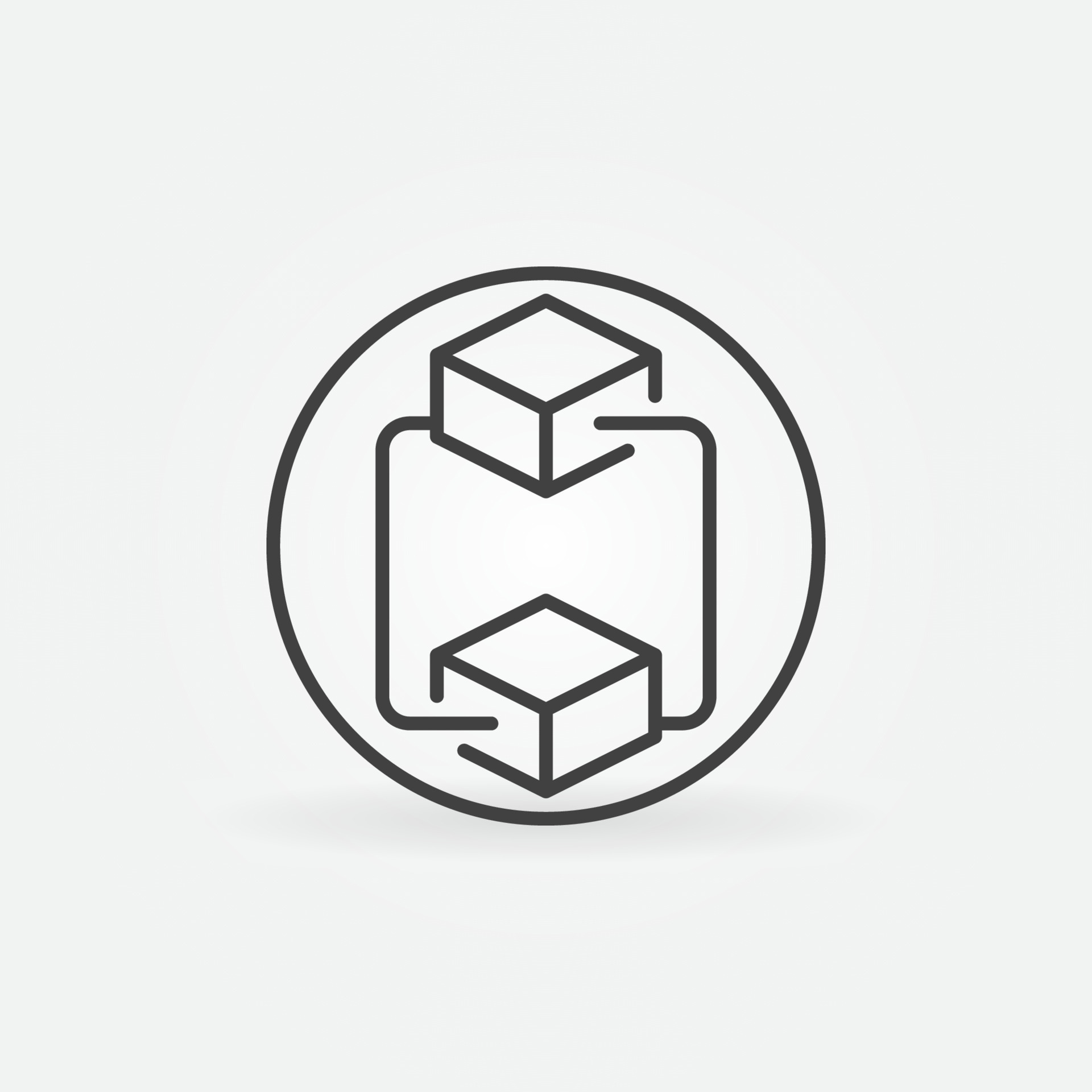 Circle With Blockchain Technology Linear Vector Concept Icon Or Sign