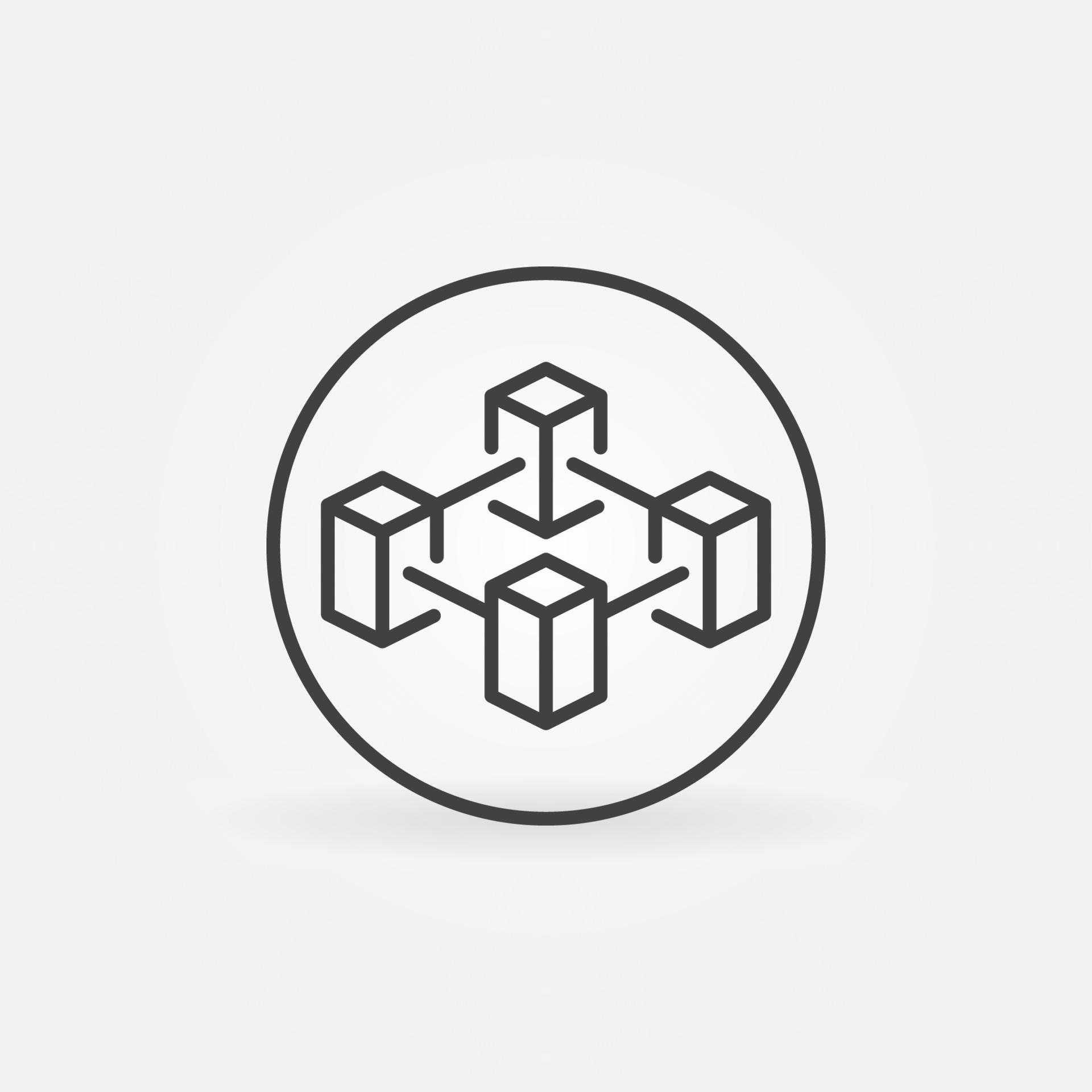 Block-Chain in circle vector concept icon. Blockchain with 4 Blocks ...