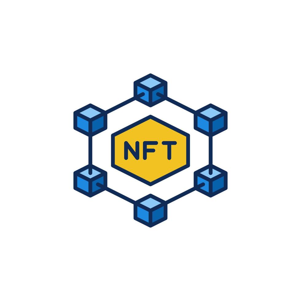 Blockchain With Nft Vector Colored Icon Non Fungible Token Modern Sign
