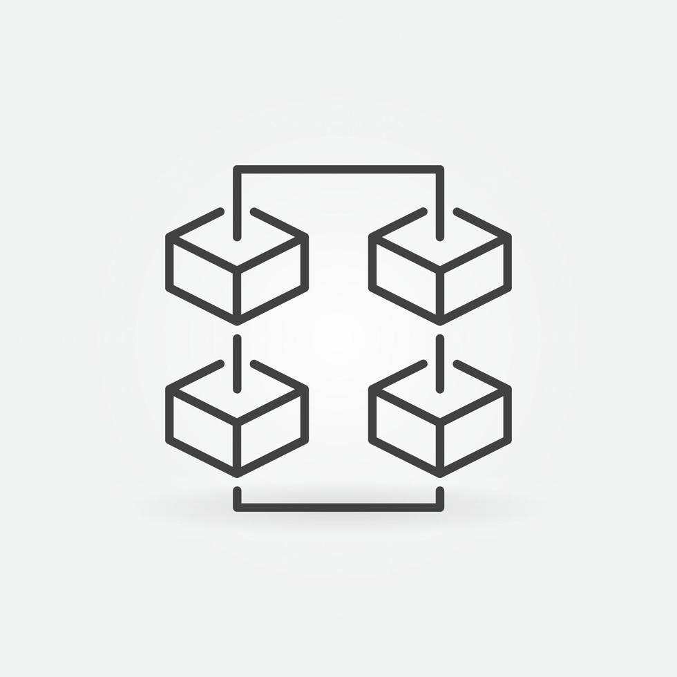 Blockchain with Four Blocks vector thin line concept icon ...