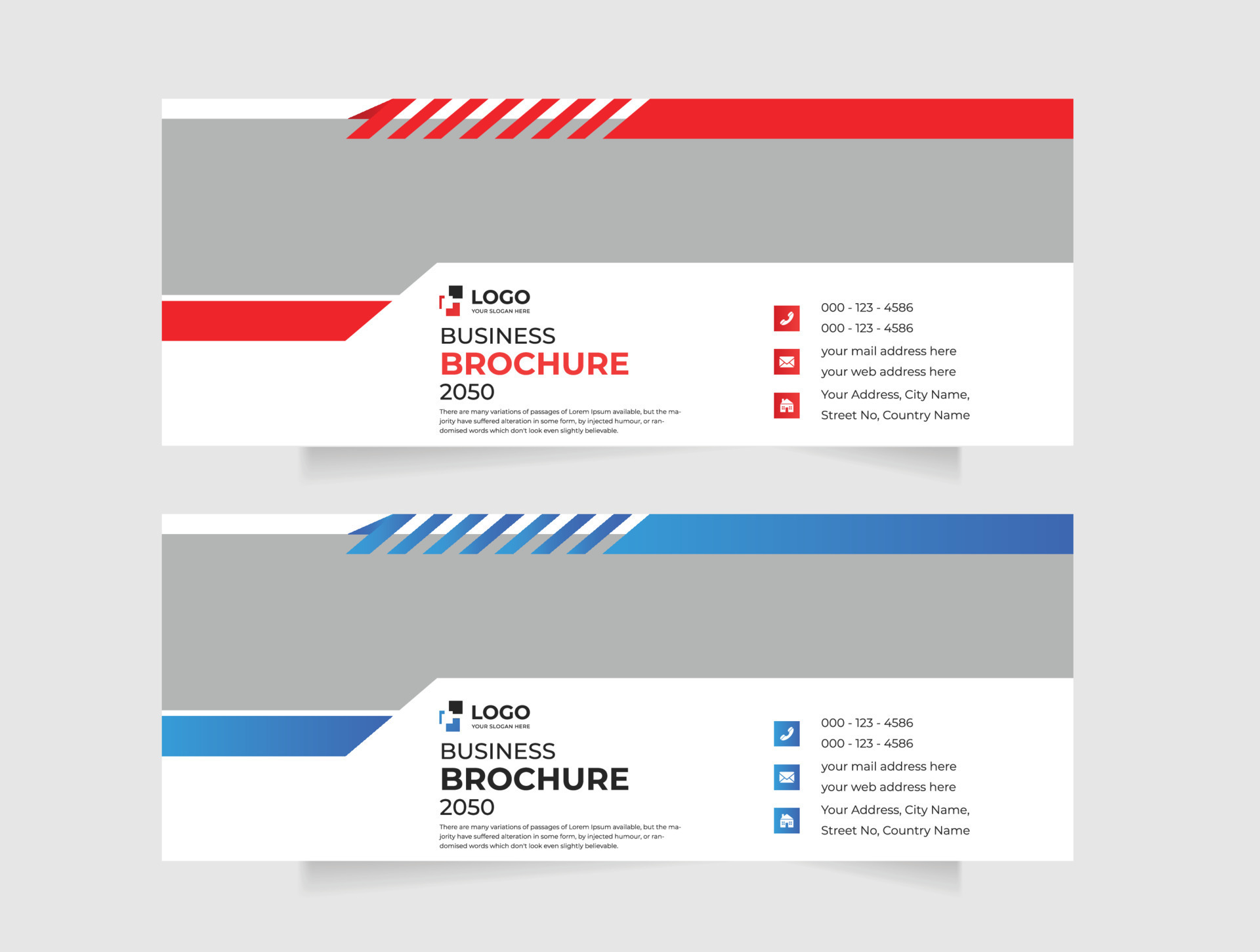Modern Banner Design Web Template Set Horizontal Header Web Banner Modern Gradient Blue Cover