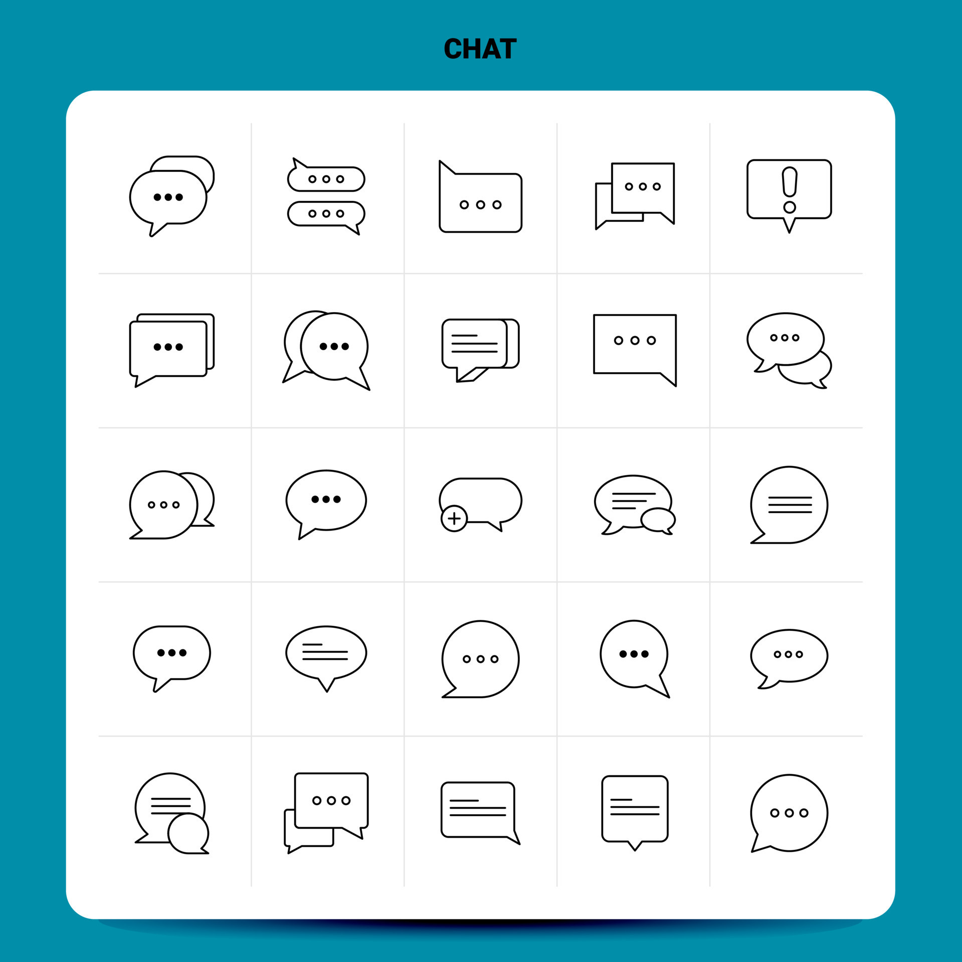 Outline 25 Chat Icon Set Vector Line Style Design Black Icons Set