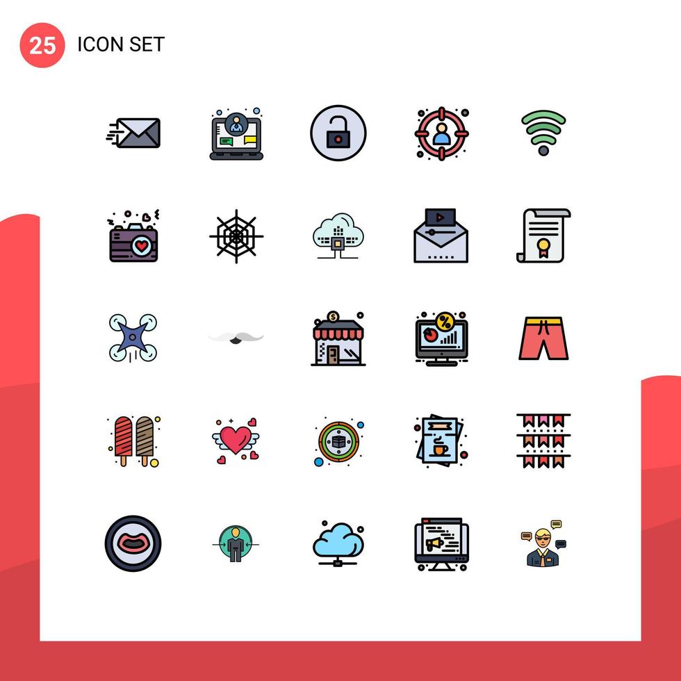 Stock Vector Icon Pack of 25 Line Signs and Symbols for servics target ...