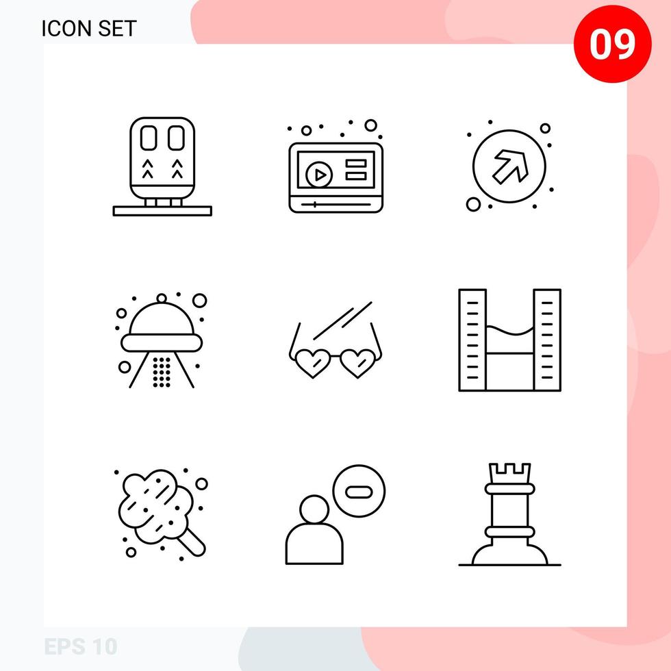 Vector Pack of 9 Icons in Line Style Creative Outline Pack isolated on ...