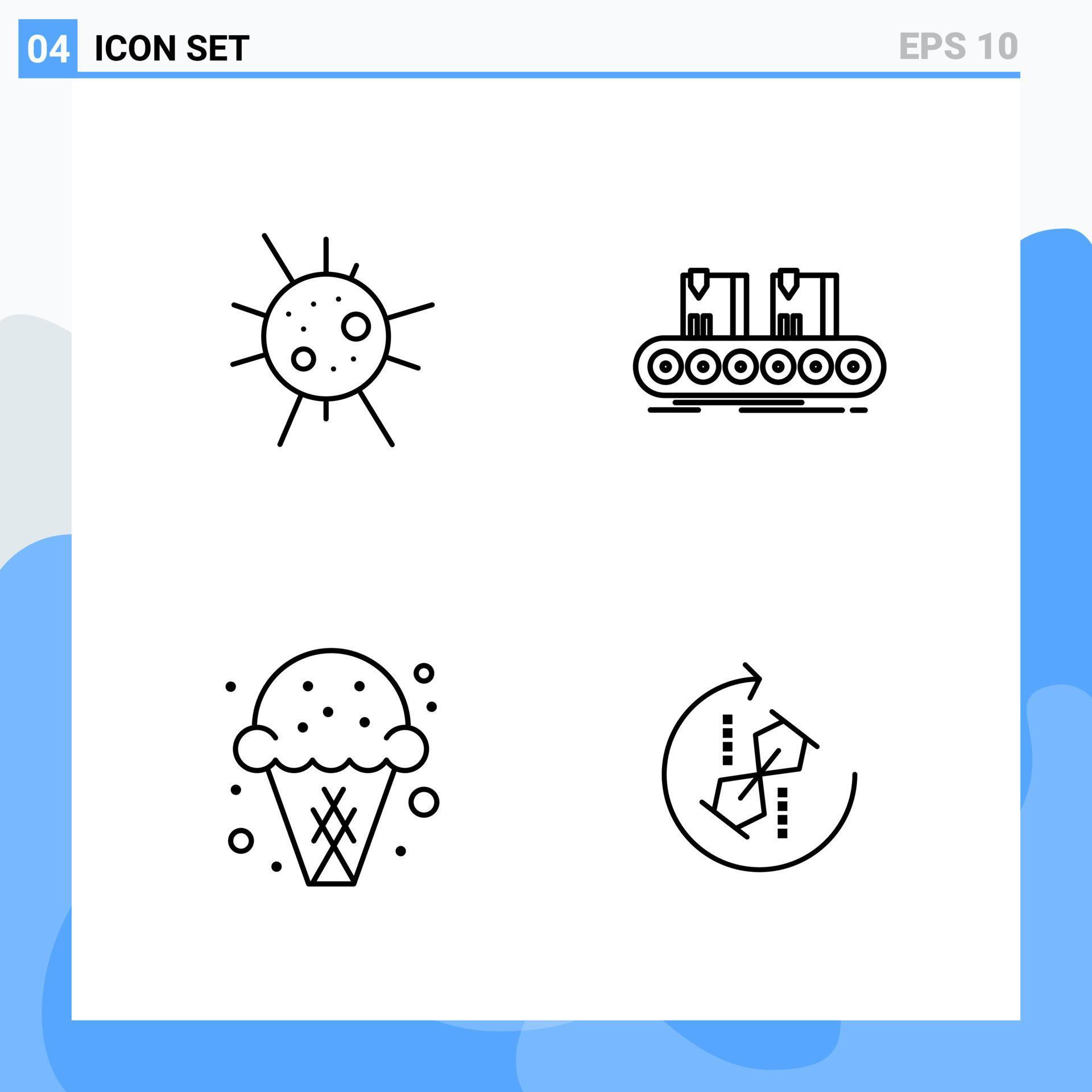 Modern 4 Line Style Icons Outline Symbols For General Use Creative Line