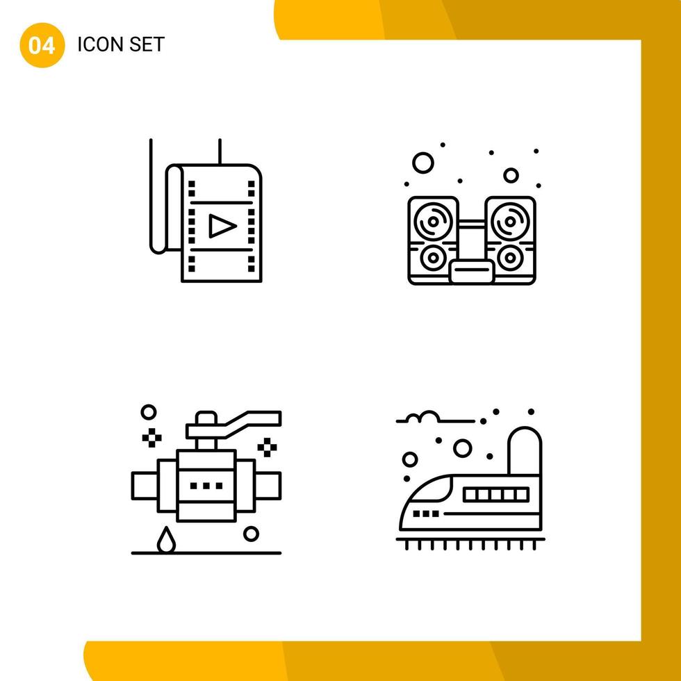 4 Icon Set Line Style Icon Pack Outline Symbols isolated on White ...