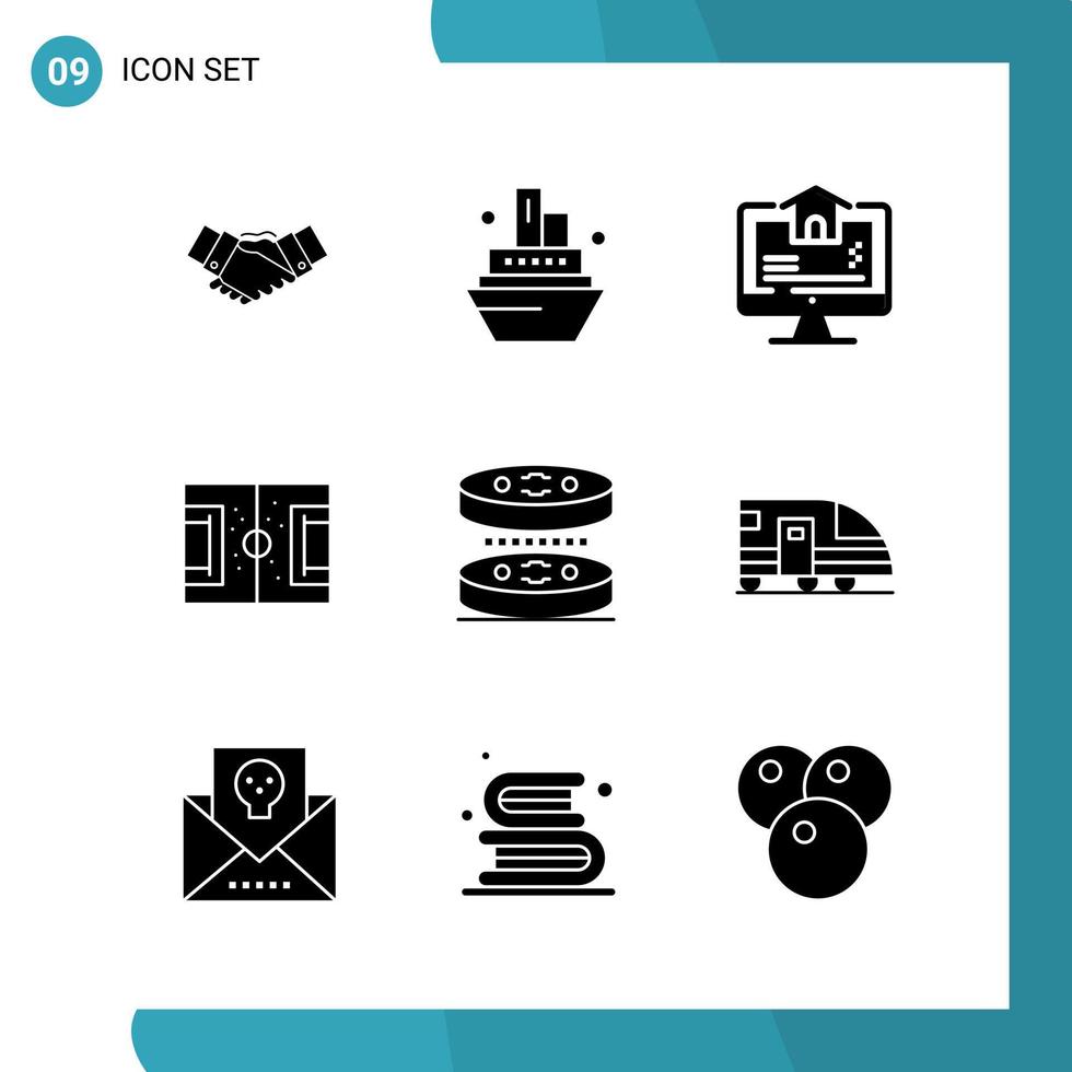 Vector Pack of 9 Glyph Symbols Solid Style Icon Set on White Background ...