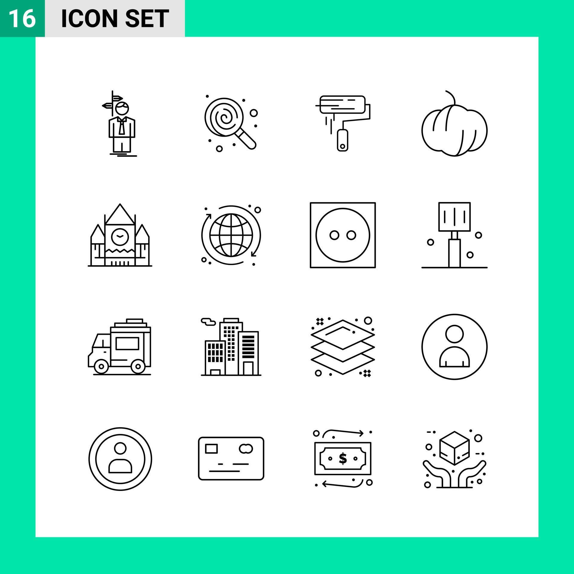 Pack of 16 Line Style Icon Set Outline Symbols for print Creative Signs ...