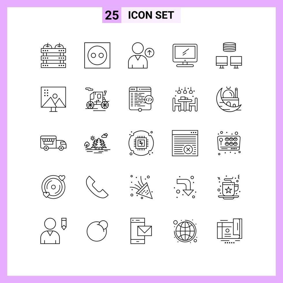 25 Icons In Line Style Outline Symbols On White Background Creative Vector Signs For Web Mobile