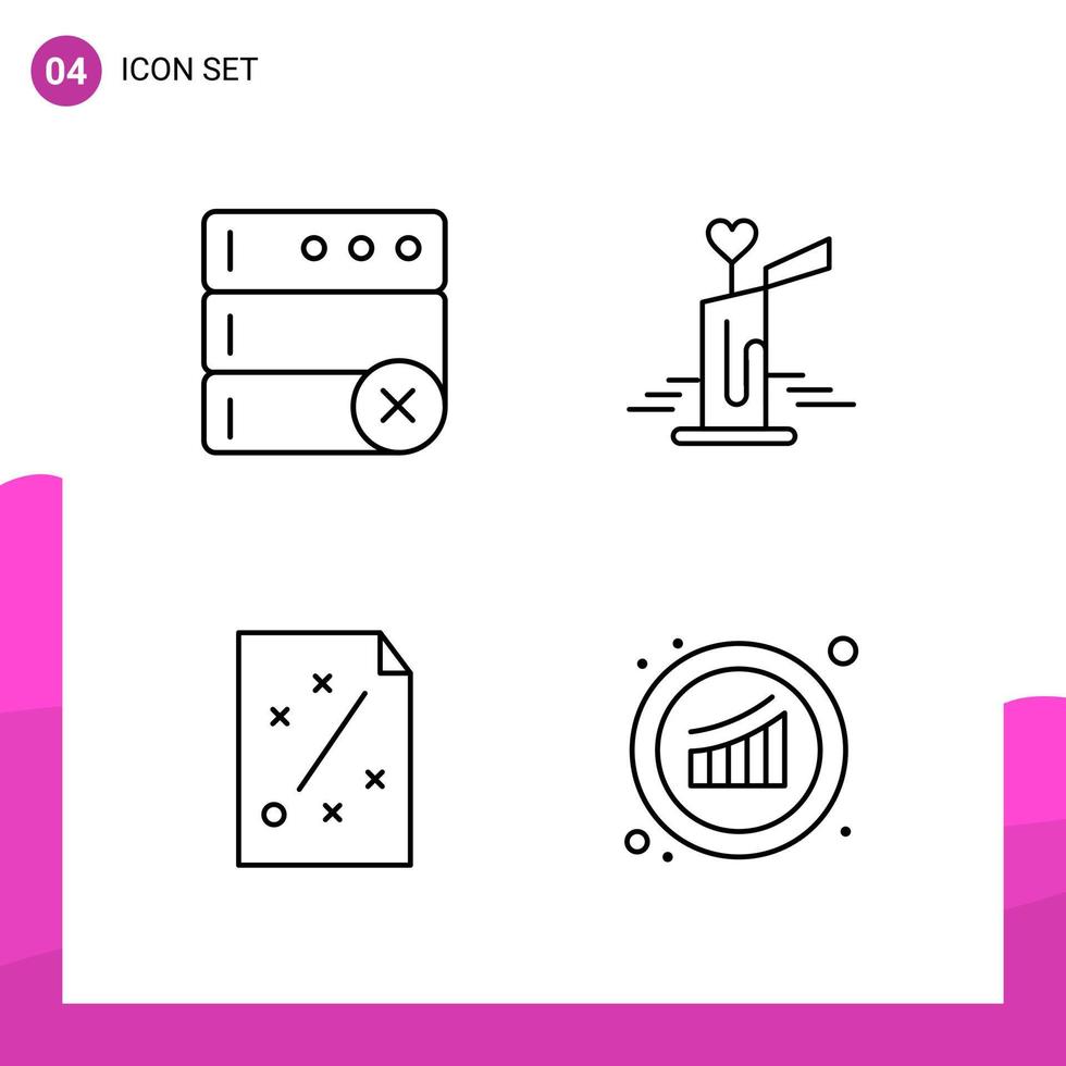 Outline Icon set Pack of 4 Line Icons isolated on White Background for ...