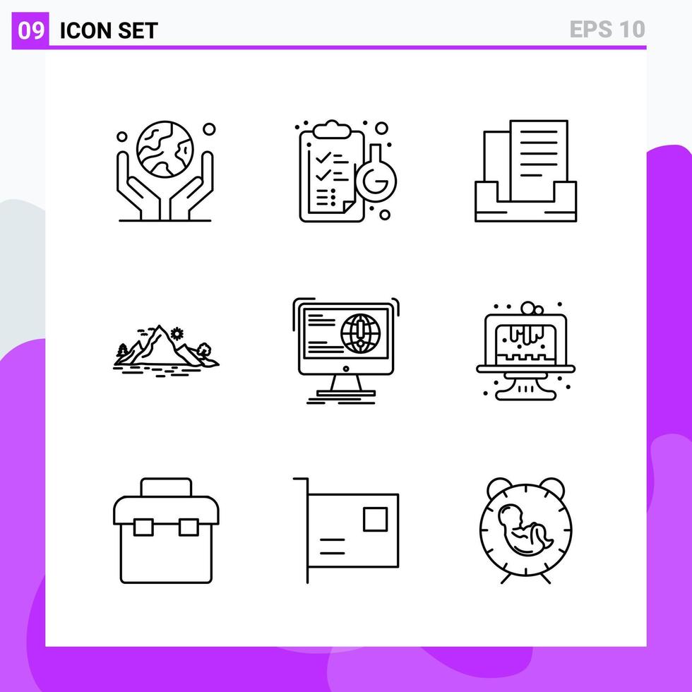 Set of 9 icons in Line style Creative Outline Symbols for Website ...