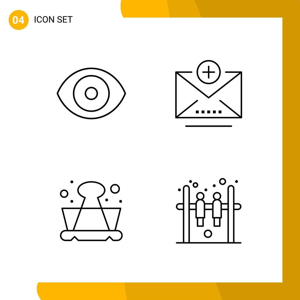 4 Icon Set Line Style Icon Pack Outline Symbols isolated on White ...