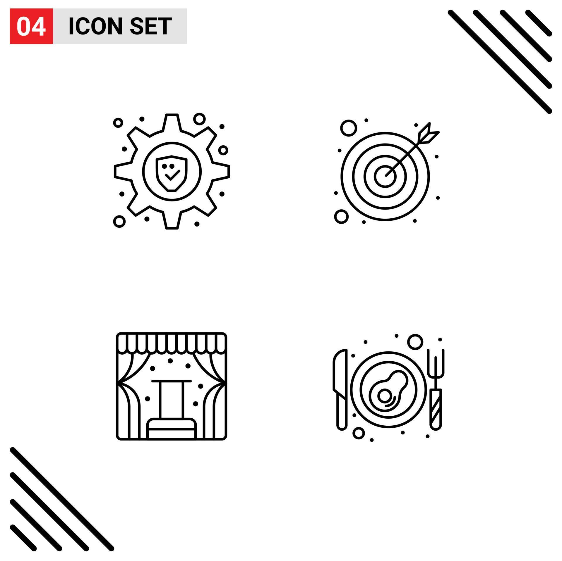 Stock Vector Icon Pack Of 4 Line Signs And Symbols For Lock Trade Arrow