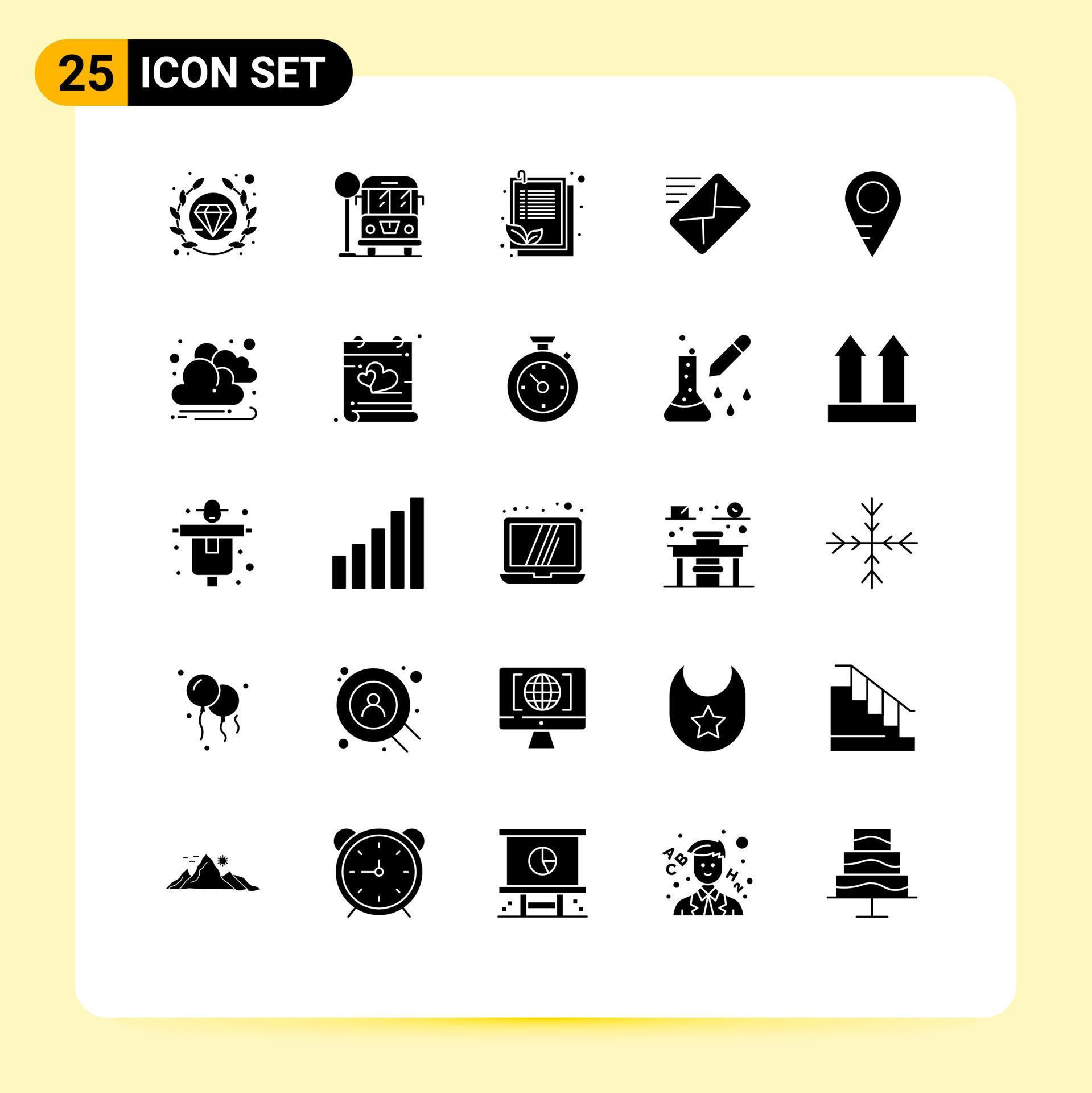 User Interface Pack Of 25 Basic Solid Glyphs Of Autumn Location List Map Message Editable Vector