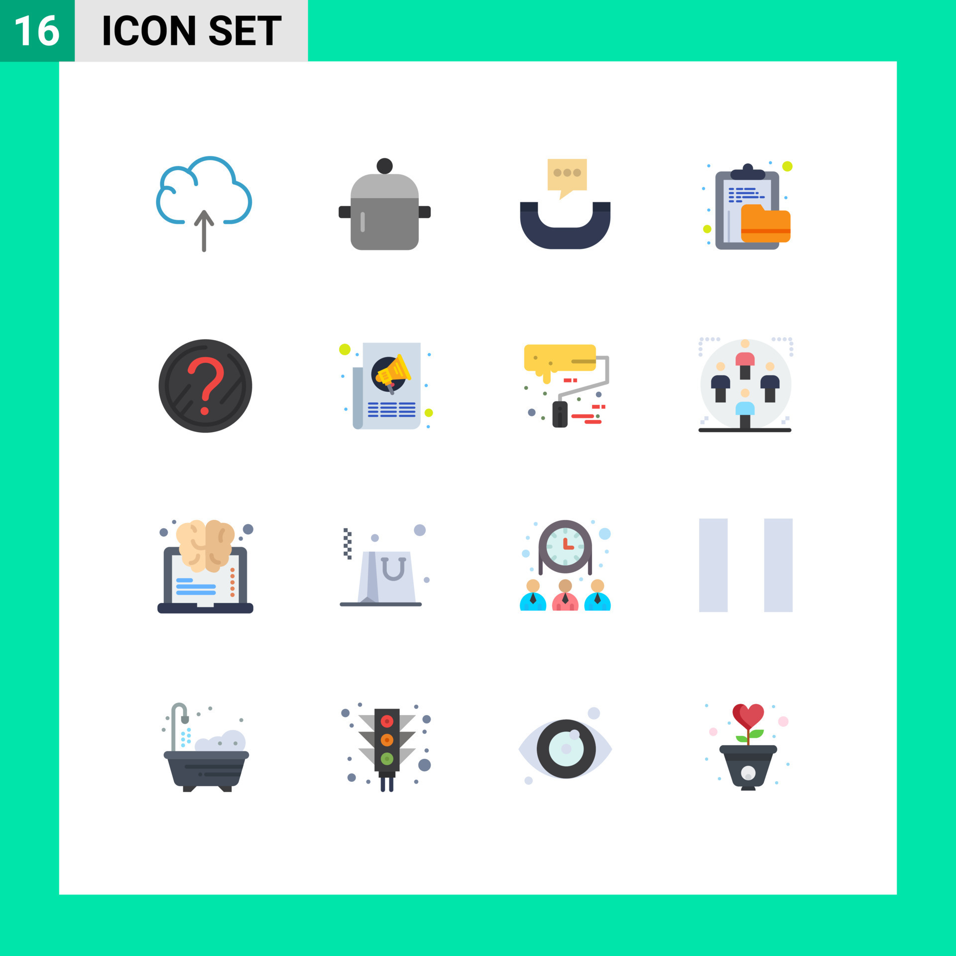 16 Universal Flat Colors Set For Web And Mobile Applications Faq Folder Message File Clipboard