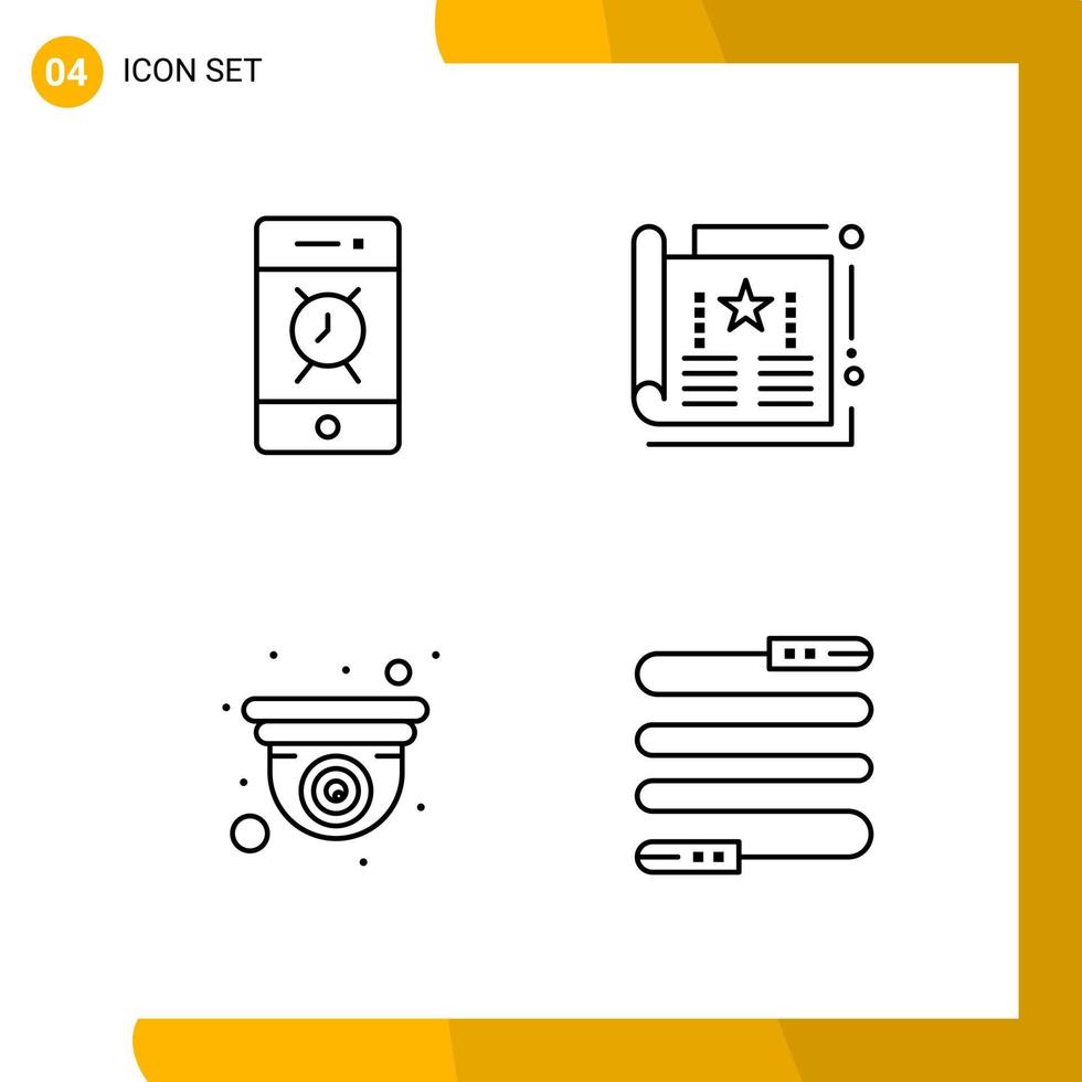 4 Icon Set Line Style Icon Pack Outline Symbols isolated on White ...