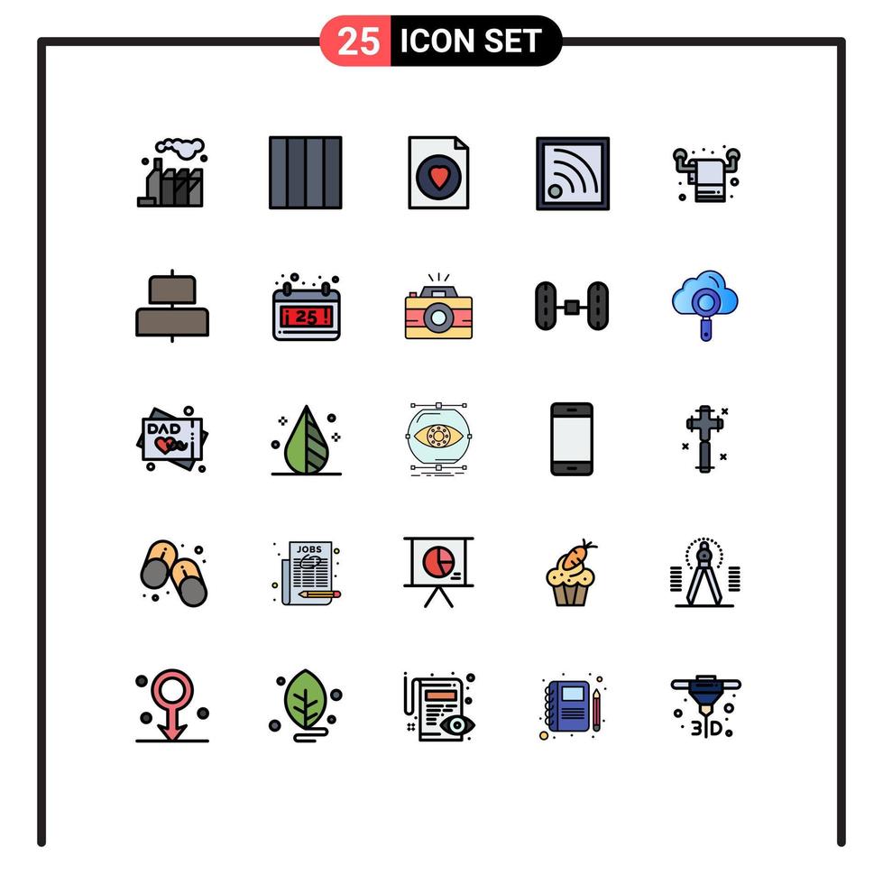 Mobile Interface Filled Line Flat Color Set Of 25 Pictograms Of Horizontal Align Connection