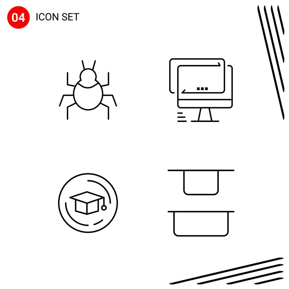 Collection of 4 Vector Icons in Line style Pixle Perfect Outline ...