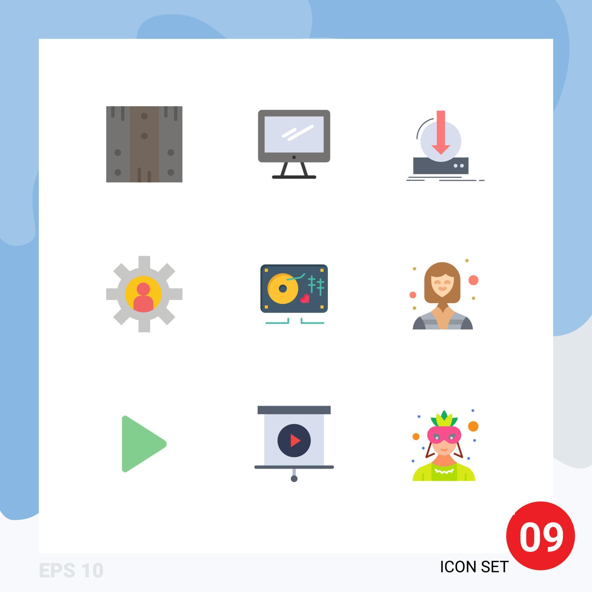 Pack Of 9 Modern Flat Colors Signs And Symbols For Web Print Media Such As Service Customer