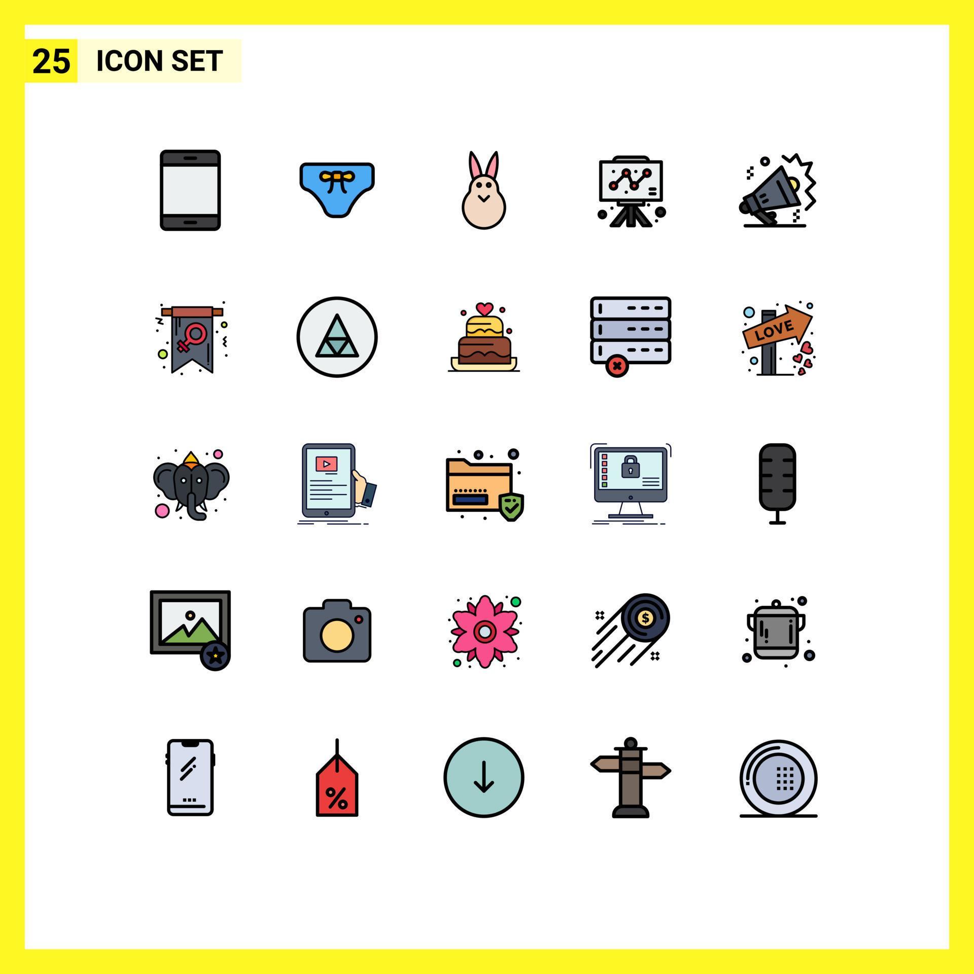 Modern Set of 25 Filled line Flat Colors and symbols such as mike chart ... Modern Set of 25 Filled line Flat Colors and symbols such as mike chart ...