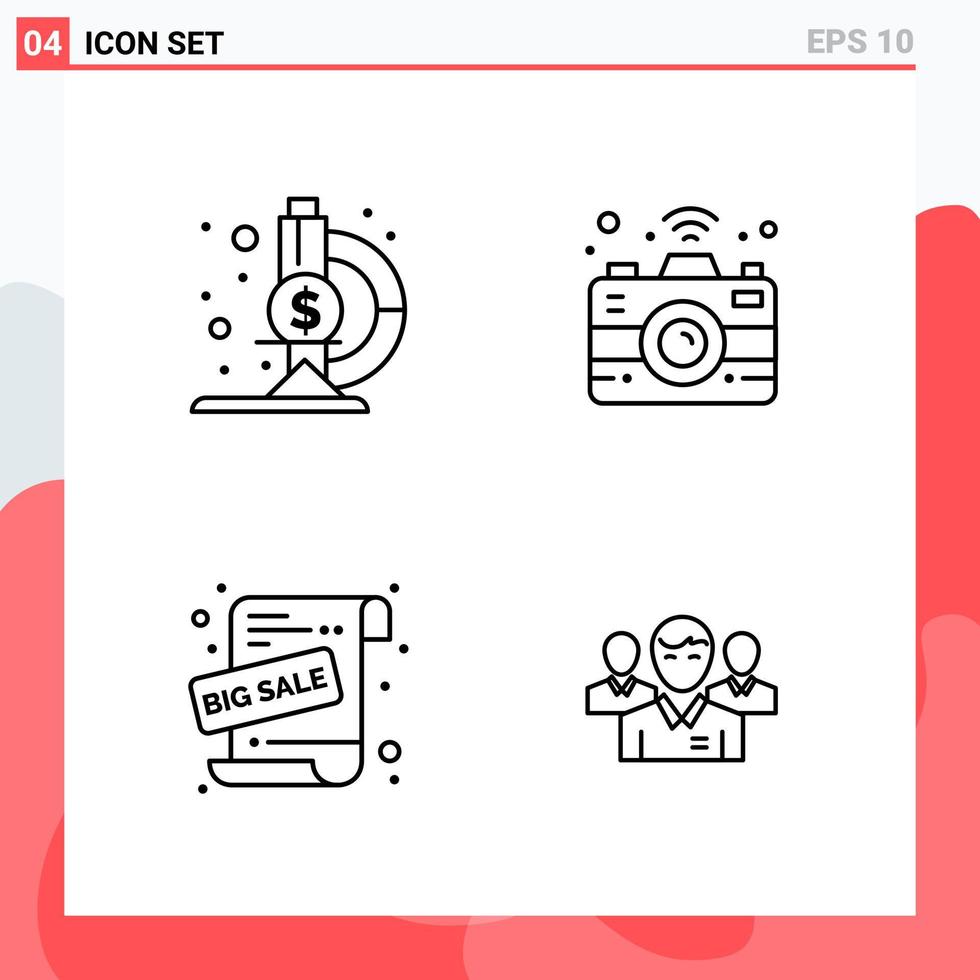 Collection Of 4 Vector Icons In Line Style Modern Outline Symbols For Web And Mobile Line Icon