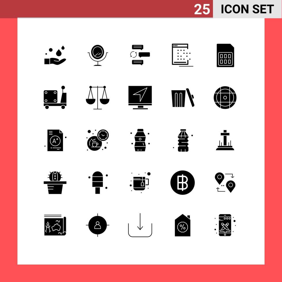 Stock Vector Icon Pack of 25 Line Signs and Symbols for card dot ...