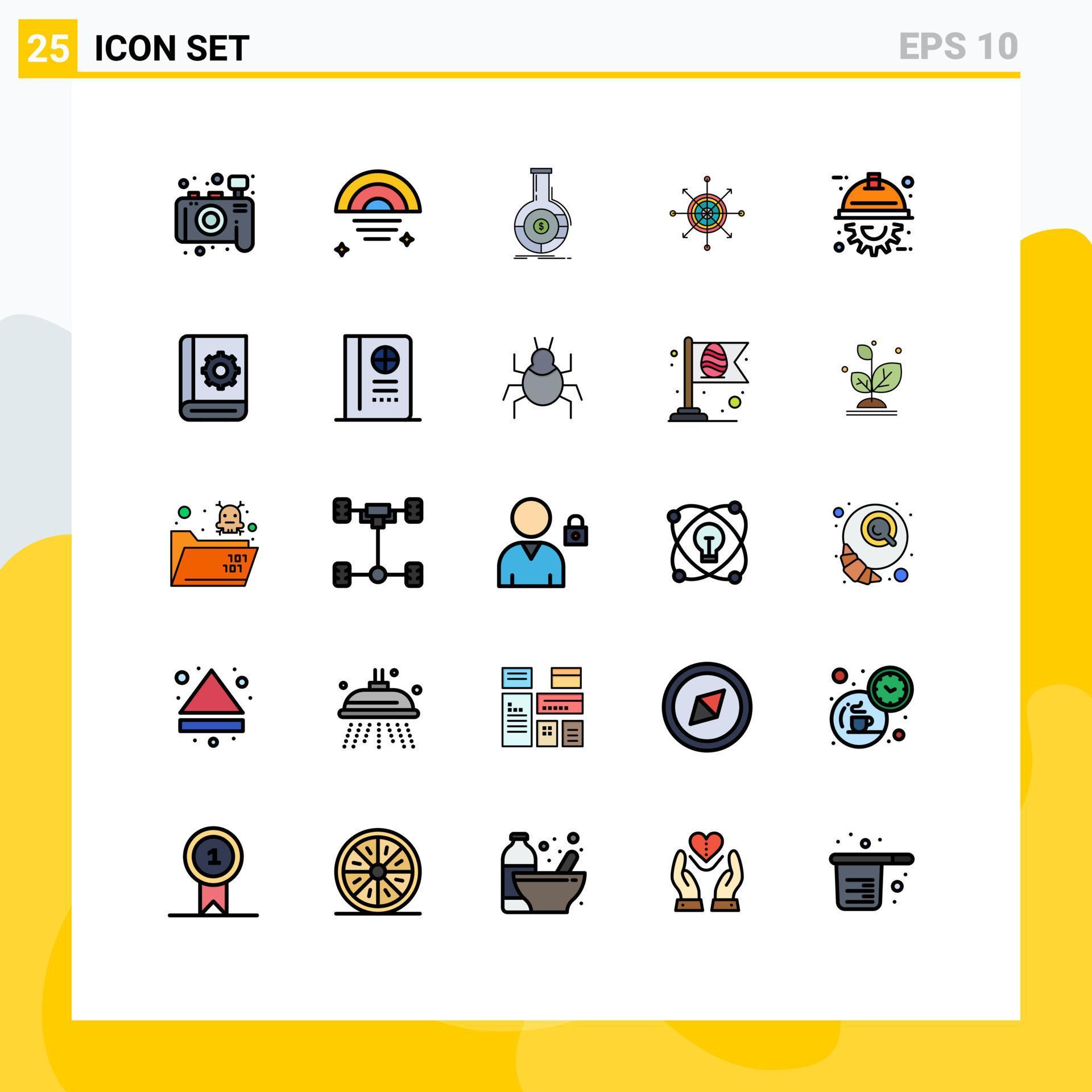 Pictogram Set of 25 Simple Filled line Flat Colors of automation arrow ...