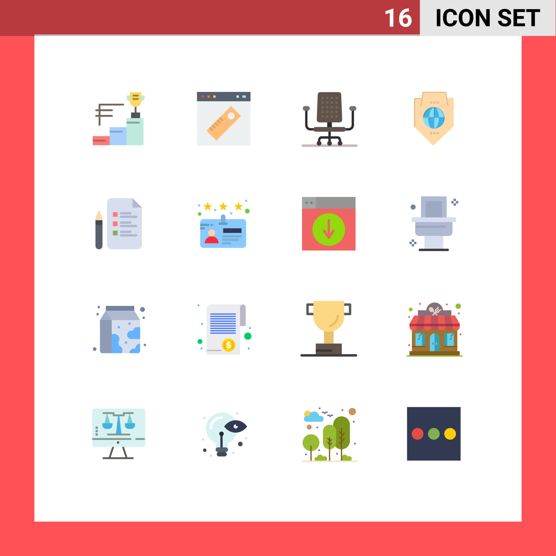 Stock Vector Icon Pack Of 16 Line Signs And Symbols For File Globe