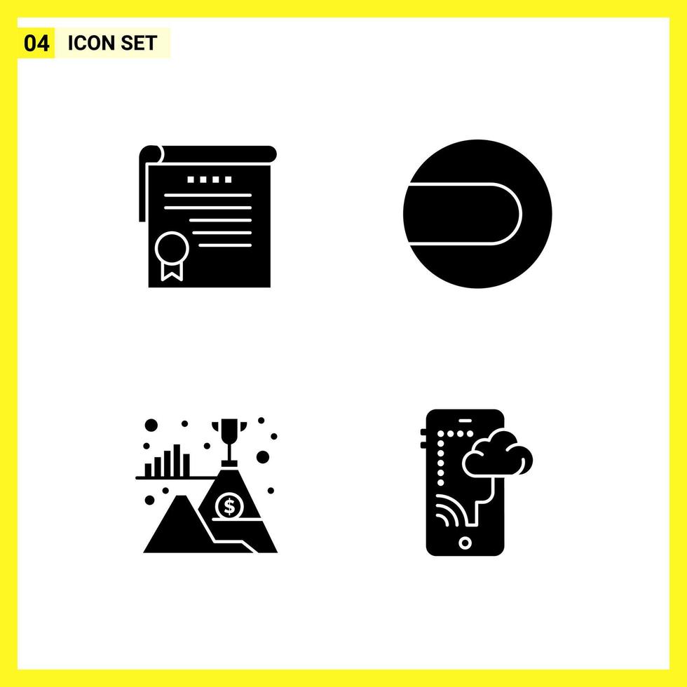 4 Icon Set Simple Solid Symbols Glyph Sign on White Background for ...