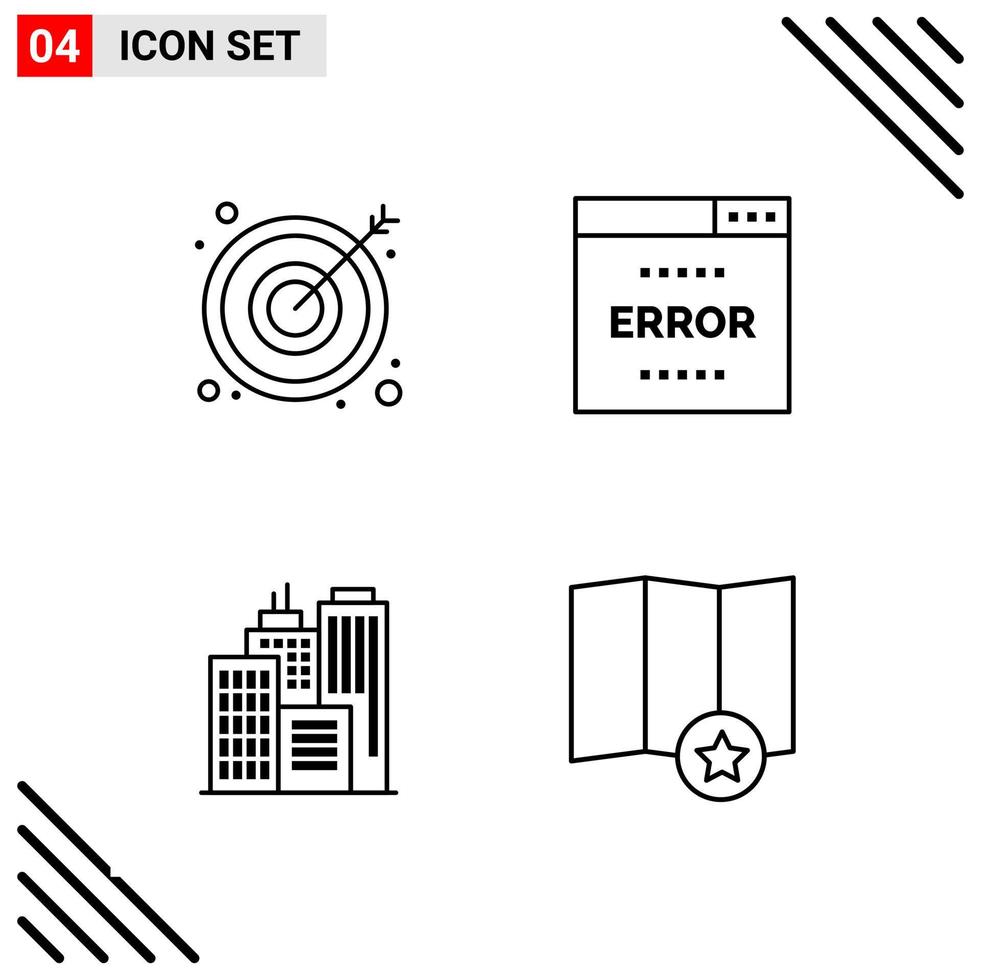 Pixle Perfect Set Of 4 Line Icons Outline Icon Set For Webite Designing And Mobile Applications