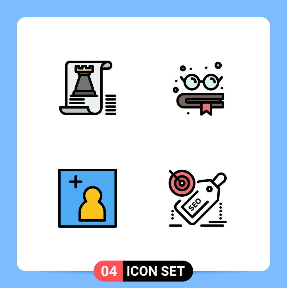 Stock Vector Icon Pack Of 4 Line Signs And Symbols For Document Add