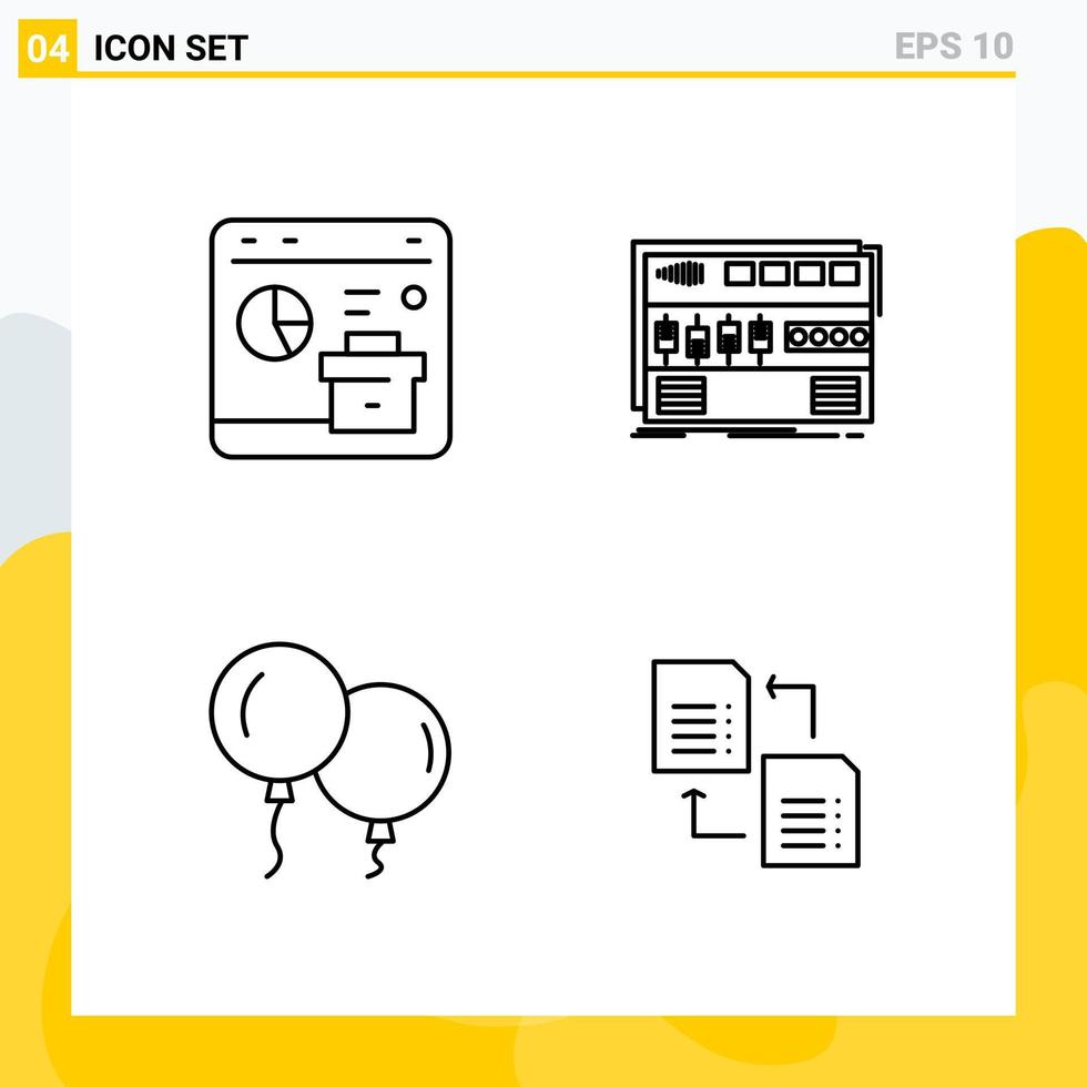 Collection of 4 Universal Line Icons Icon Set for Web and Mobile ...