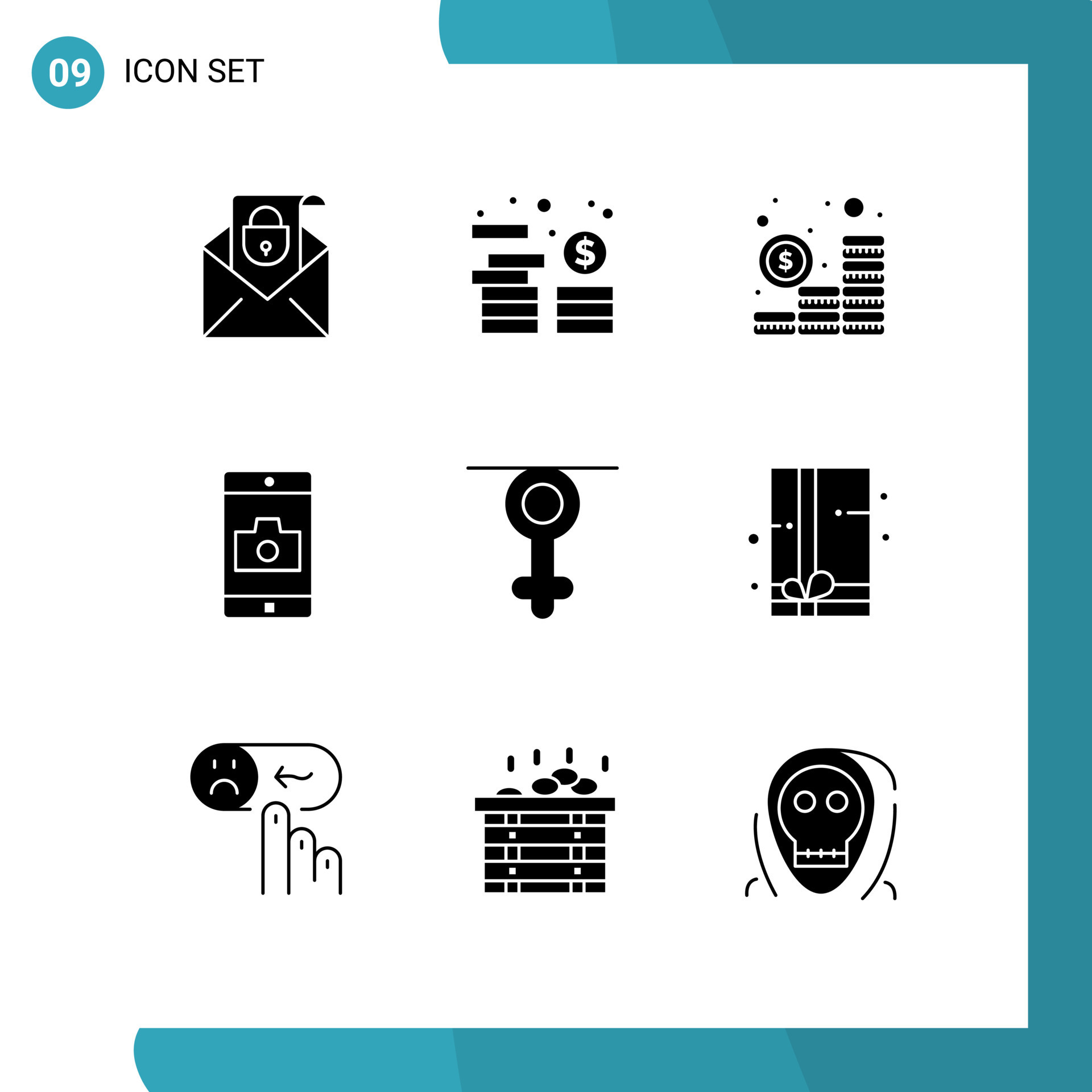 Set Of 9 Modern Ui Icons Symbols Signs For Gender Camera Budget Mobile Application Application