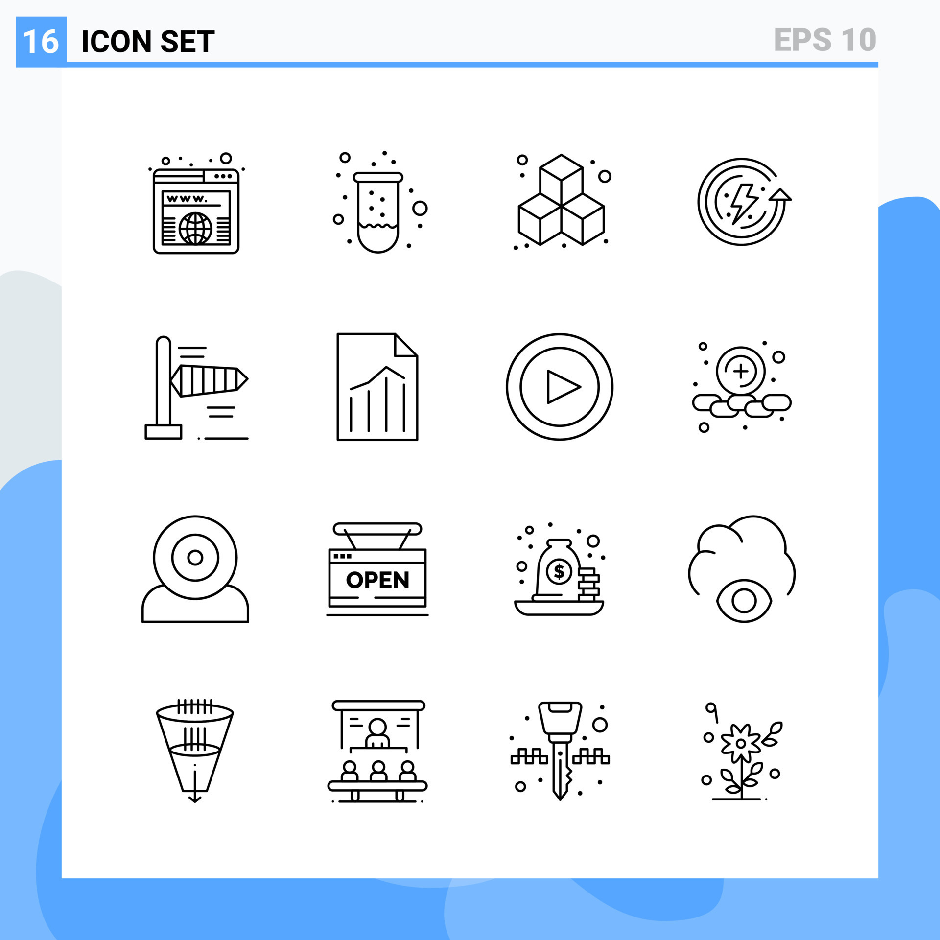 Modern 16 Line style icons Outline Symbols for general use Creative ...