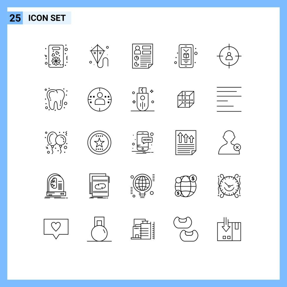 User Interface Pack Of 25 Basic Lines Of Human Smartphone Analytics Printing Report Editable