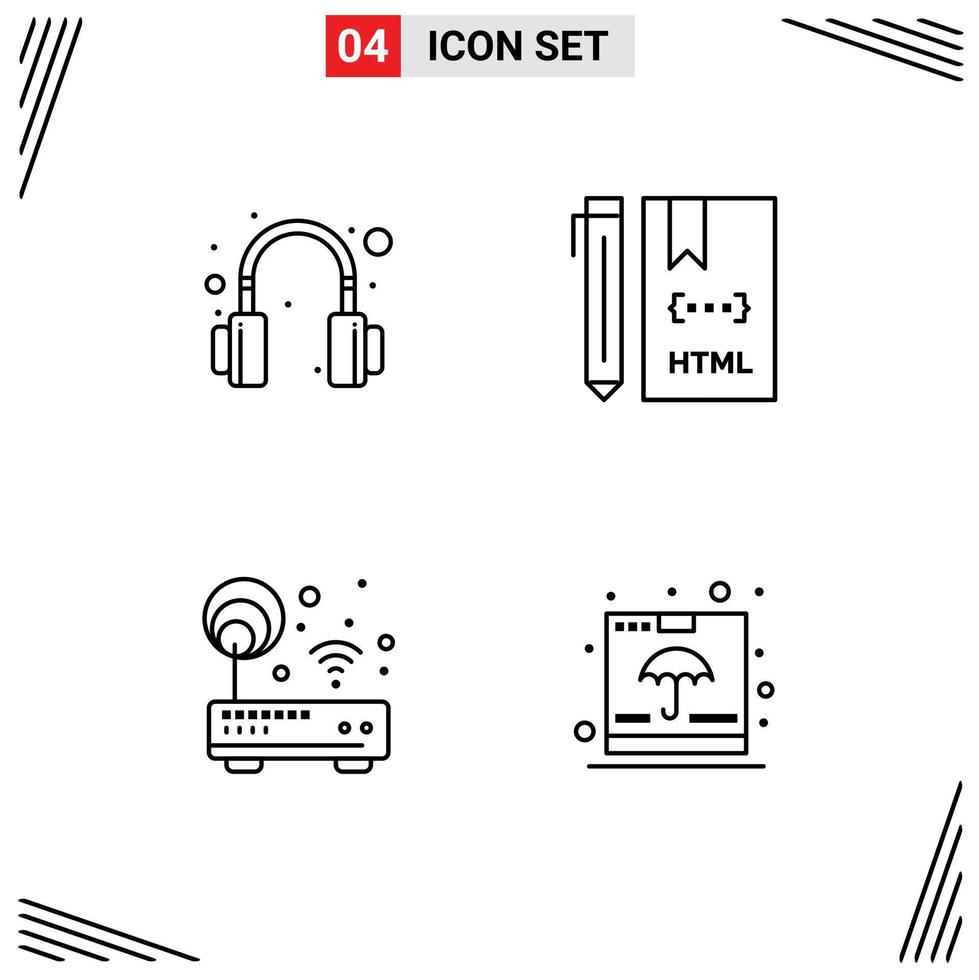 Line Pack Of 4 Universal Symbols Of Headphone Device Code Development