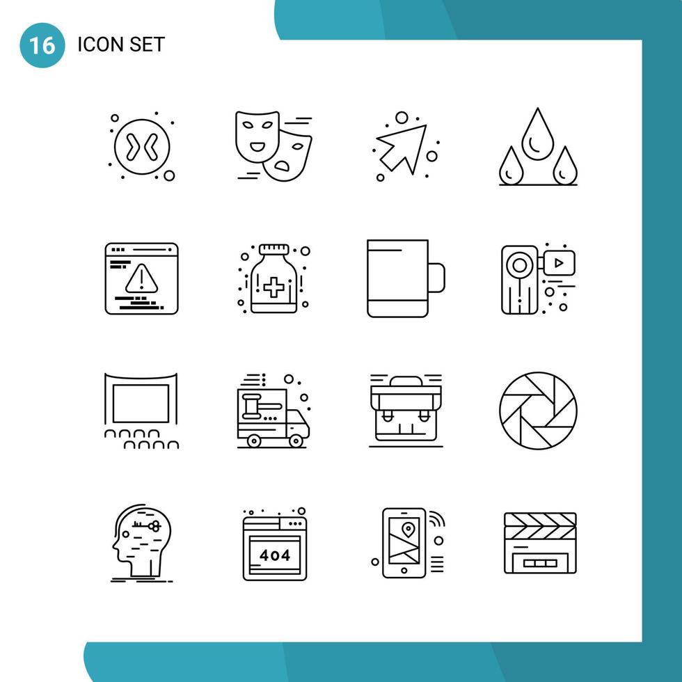 Vector Pack Of 16 Outline Symbols Line Style Icon Set On White