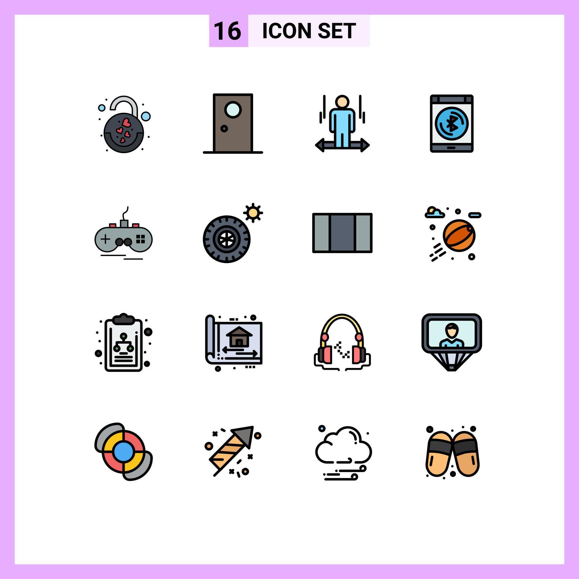 Set Of 16 Modern Ui Icons Symbols Signs For Smartphone Connect Round