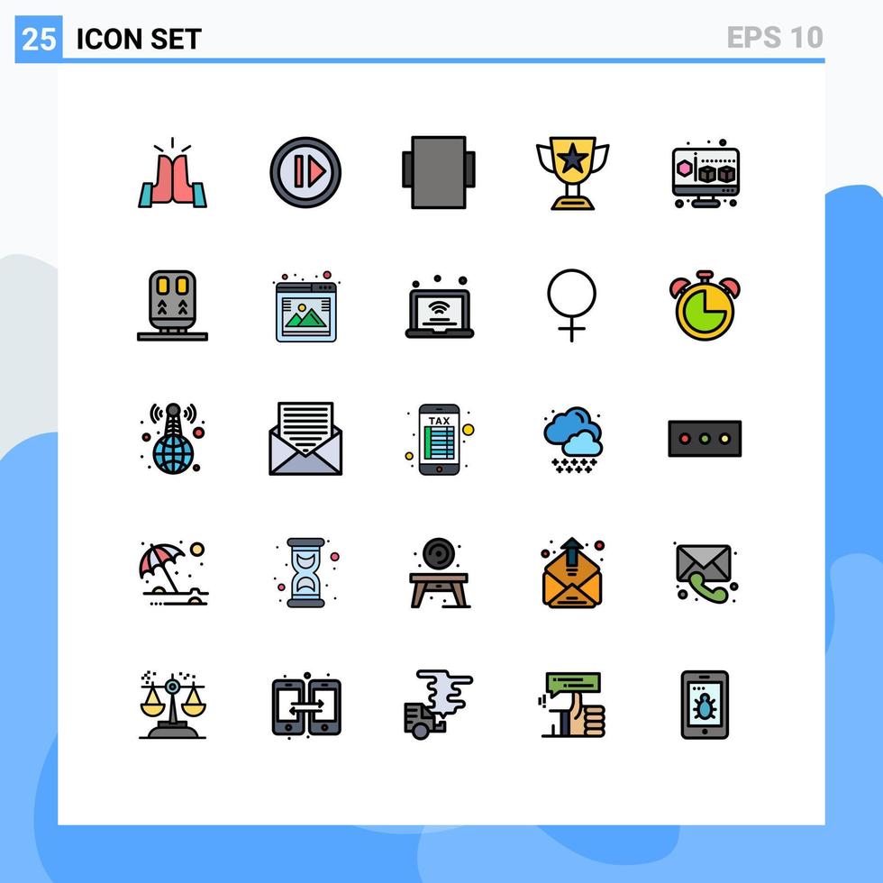 Stock Vector Icon Pack of 25 Line Signs and Symbols for computer cube ...