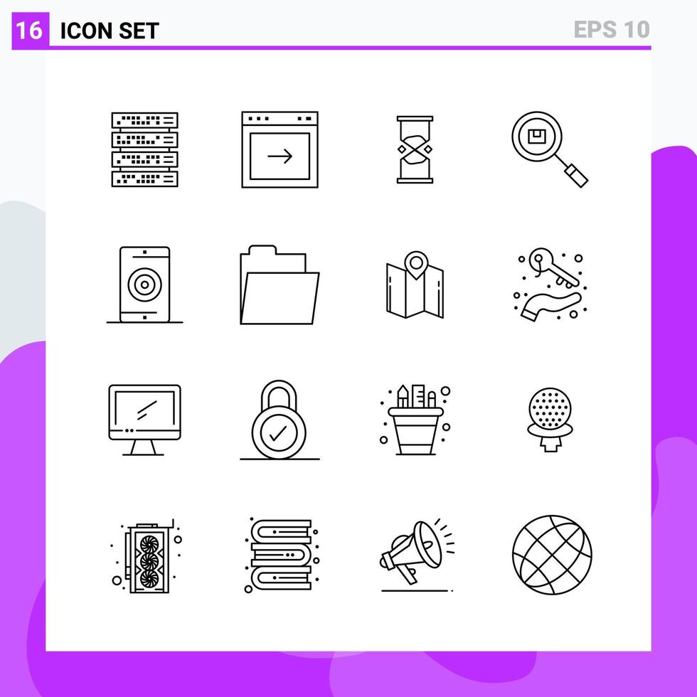 Set of 16 icons in Line style Creative Outline Symbols for Website ...