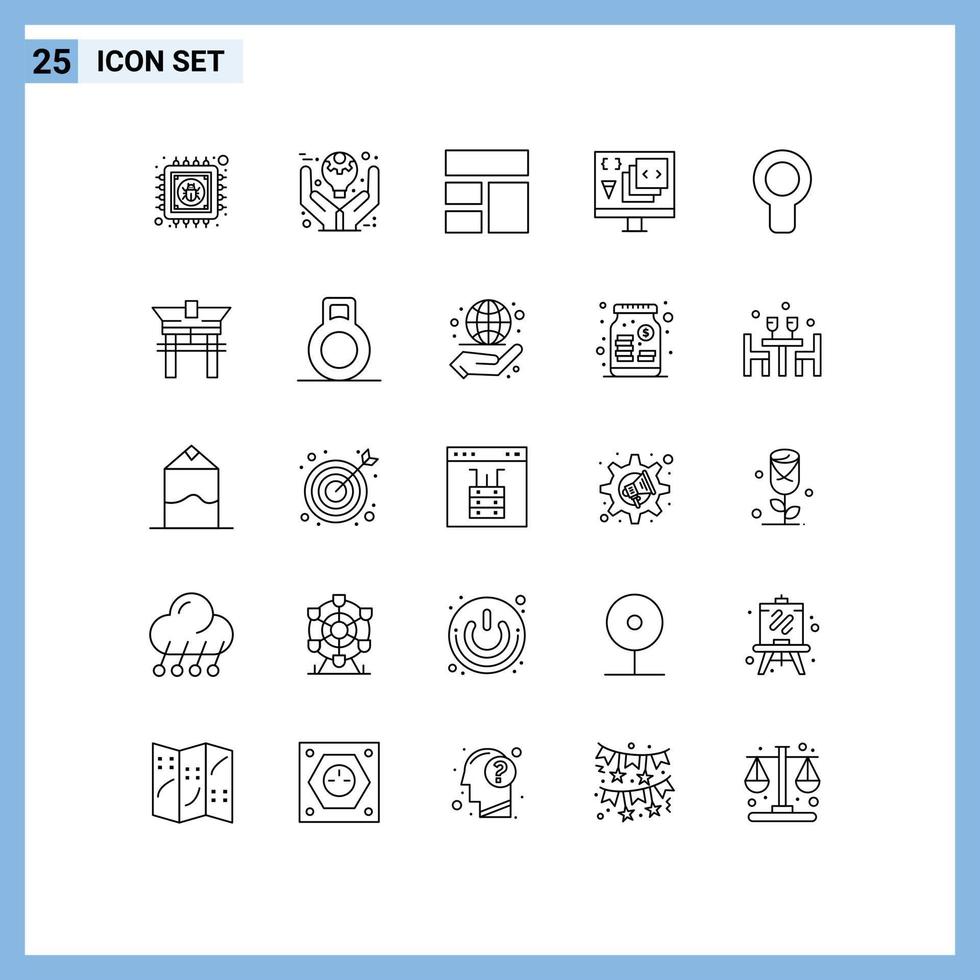 Universal Icon Symbols Group Of 25 Modern Lines Of Programming Develop Ideas Coding Layout