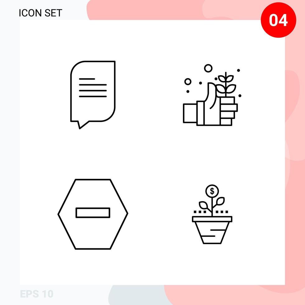 Vector Pack of 4 Icons in Line Style Creative Outline Pack isolated on ...